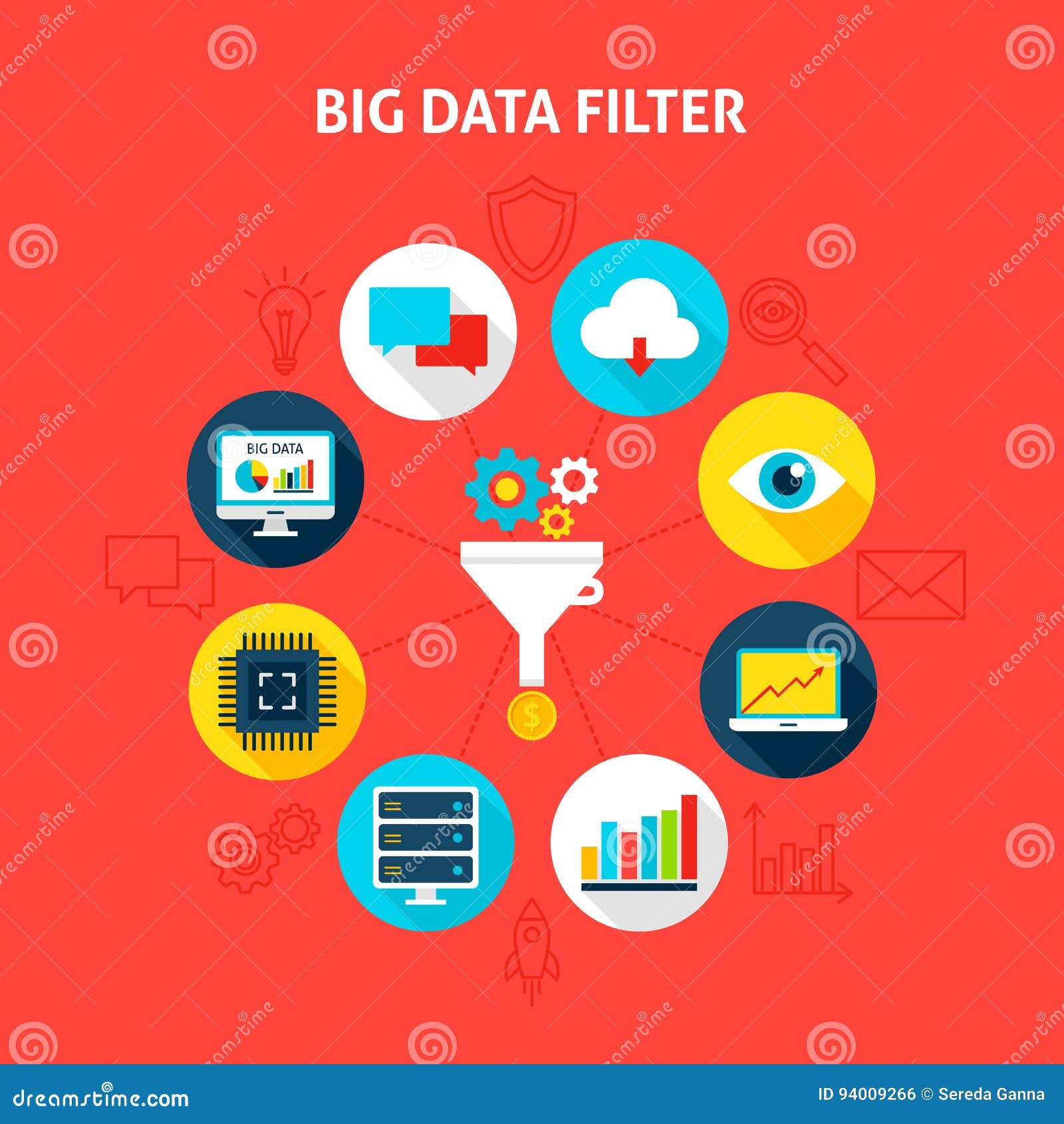 Big Data Filter Website Landing Page Set. Businesspeople Working With ...