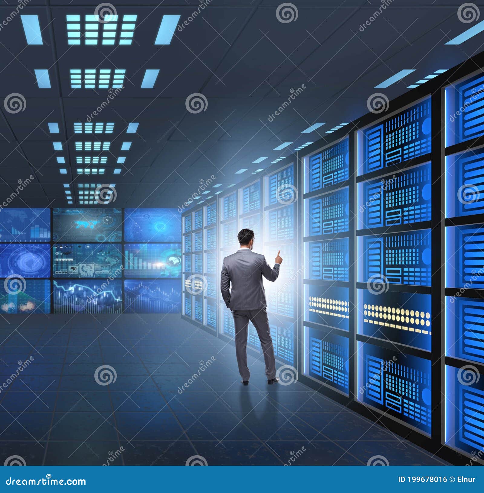The Concept of Big Data Management with Businessman Stock Photo - Image ...