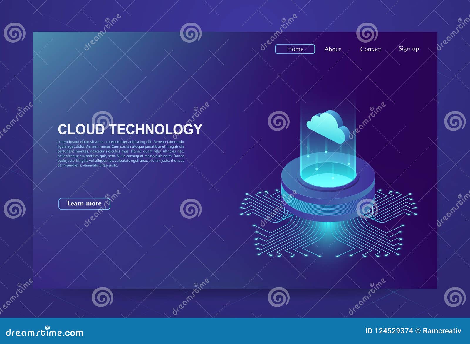 Concept of Big Data Processing Center, Cloud Database Stock Vector - Illustration of information ...