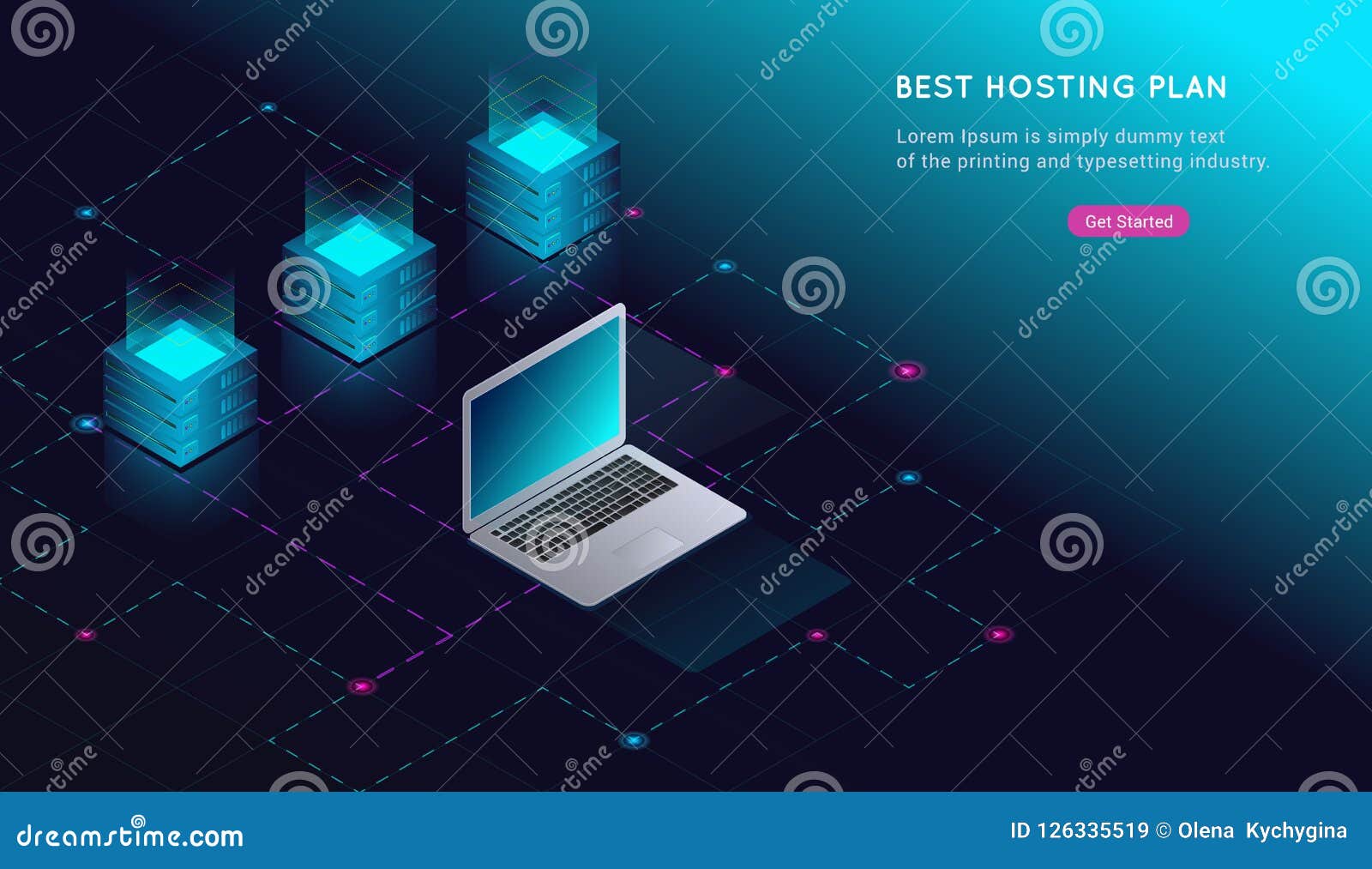 Concept Of Big Data Processing Web Hosting And Server Room Computer Internet Network