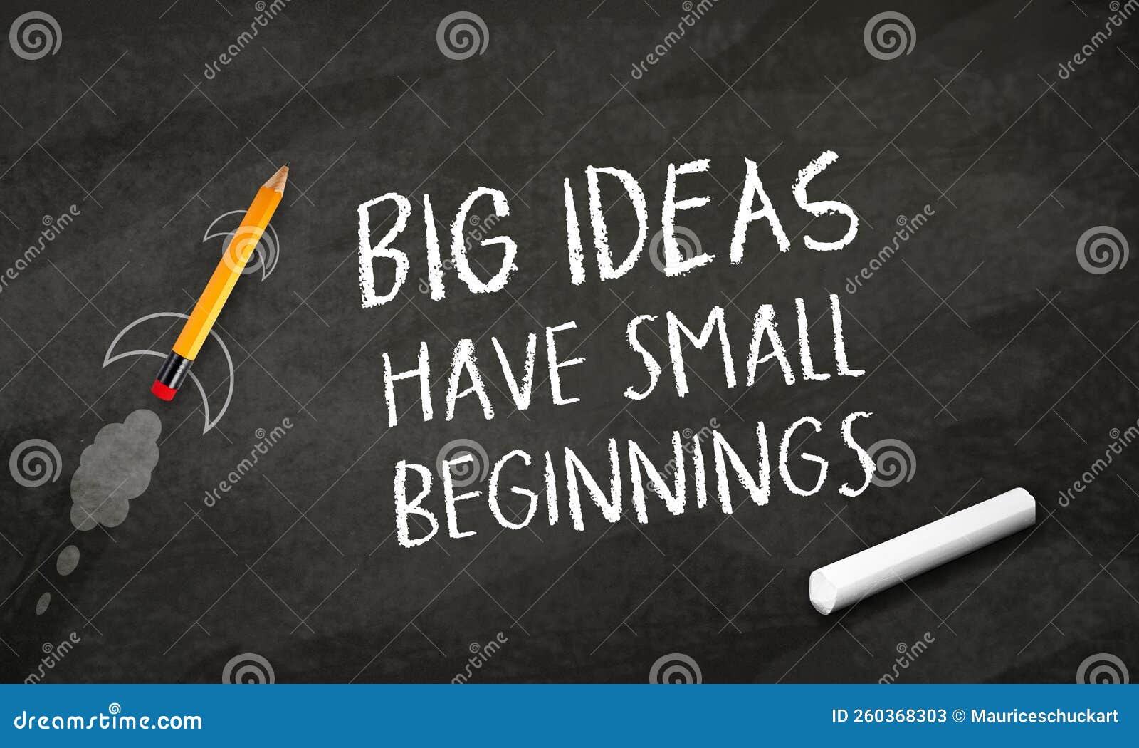 Concept Big Ideas Have Small Beginnings with Pencil Rocket and Paper ...