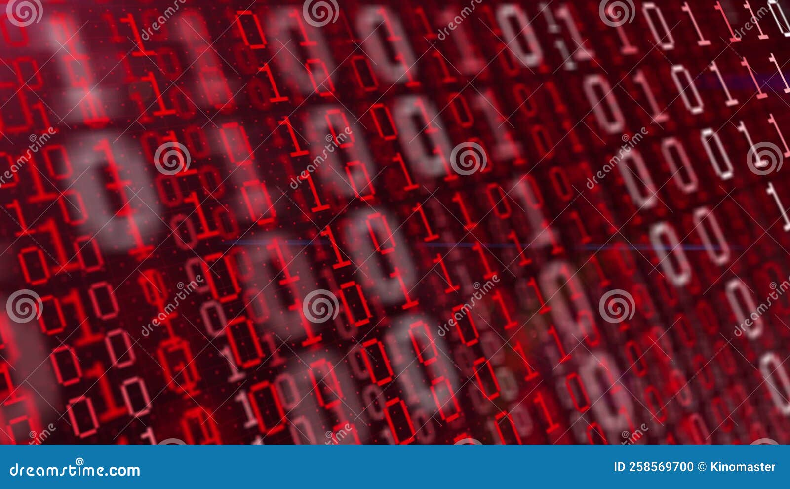 Concept Of Binary Code Red And White Background With Digits Moving On Screen Algorithm Binary