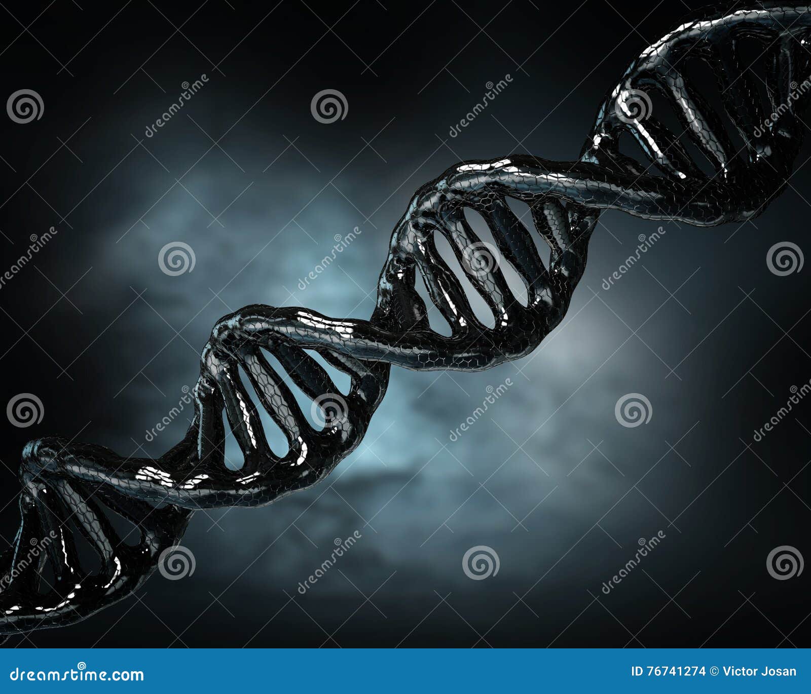 Concept of Biochemistry with Dna Molecule on Blue Background Stock ...