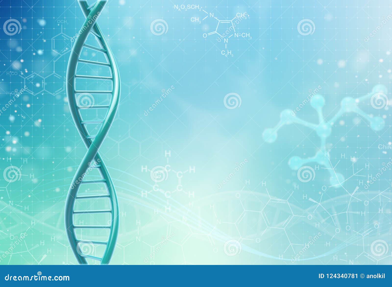 Concept of Biochemistry with Dna Molecule on Color Background. Science ...