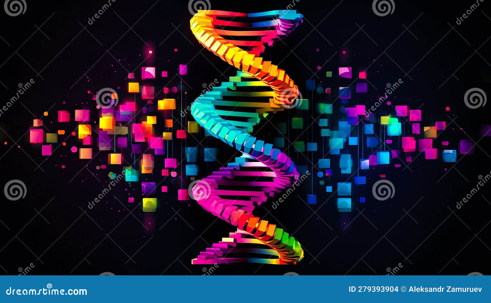 Concept of Biochemistry with Dna Molecule, DNA on Dark Background. Ai ...