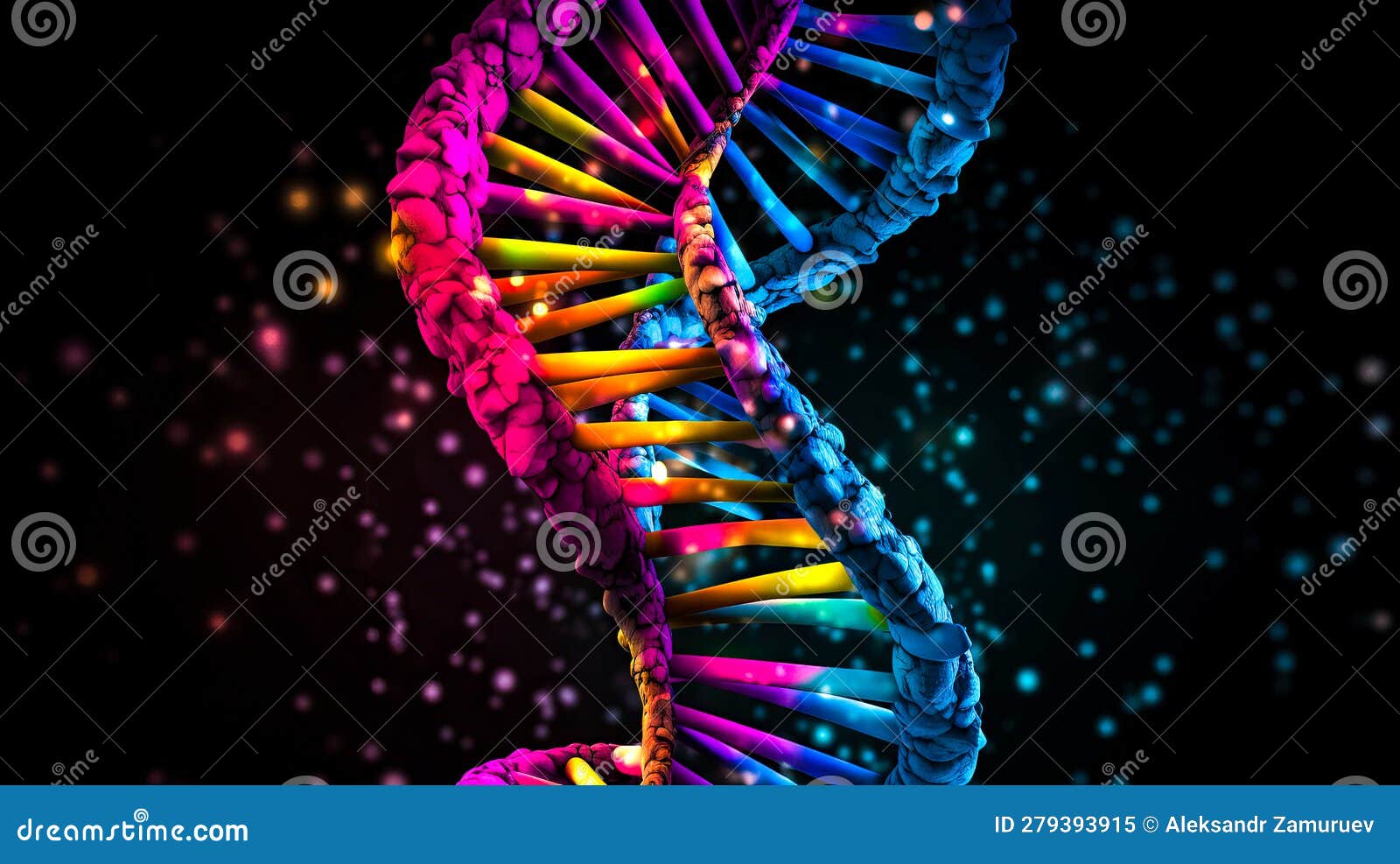 Concept of Biochemistry with Dna Molecule, DNA on Dark Background. Ai ...