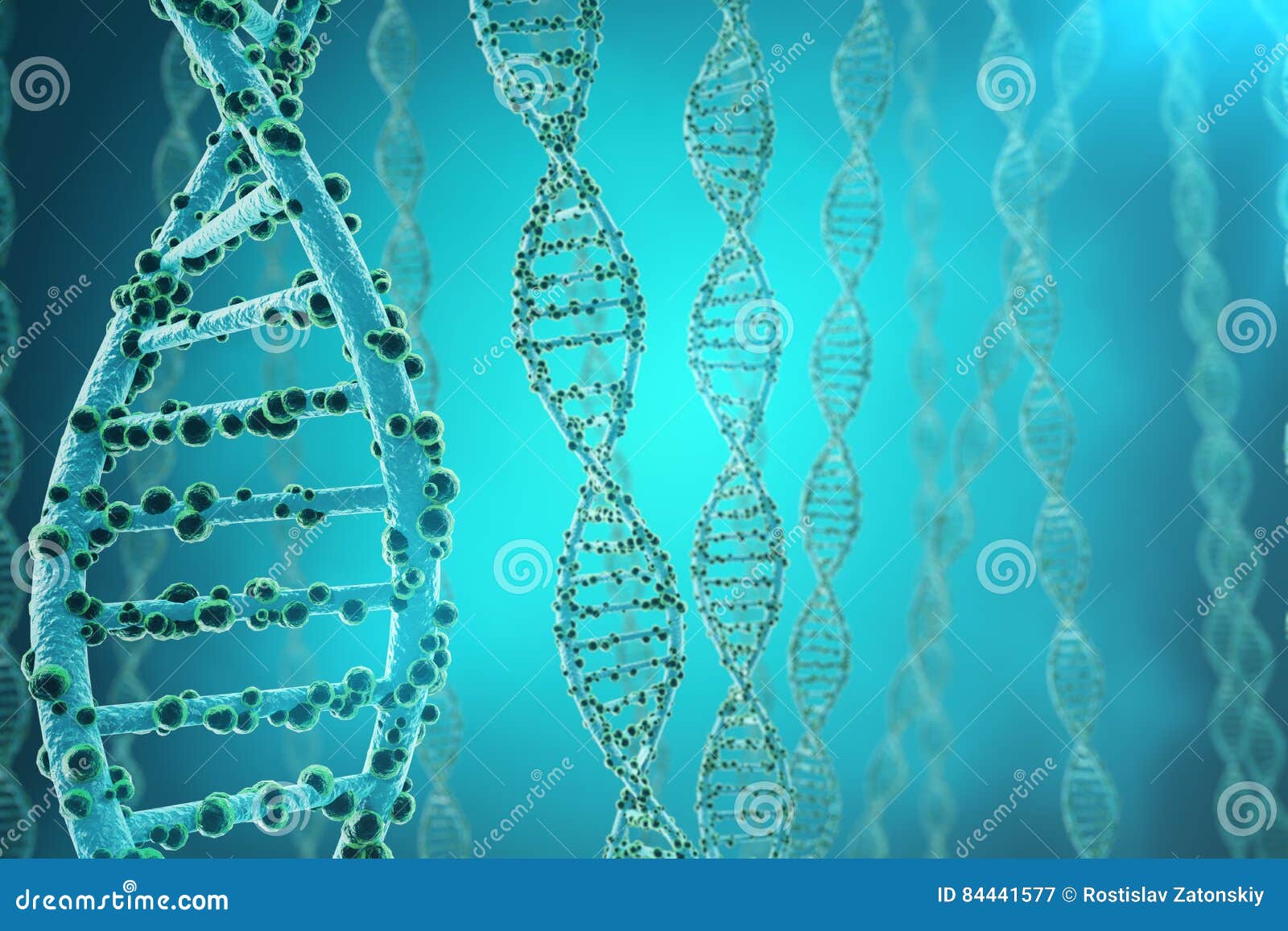Concept of Biochemistry with Dna Structure on Blue Background. 3d ...