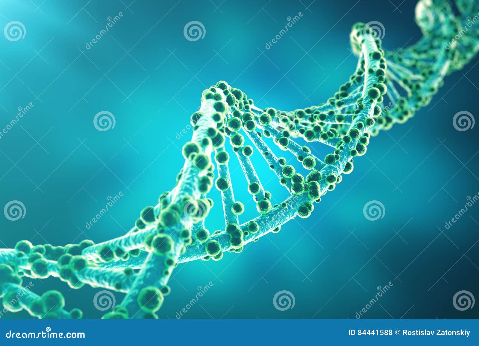 Concept of Biochemistry with Dna Structure on Blue Background. 3d ...