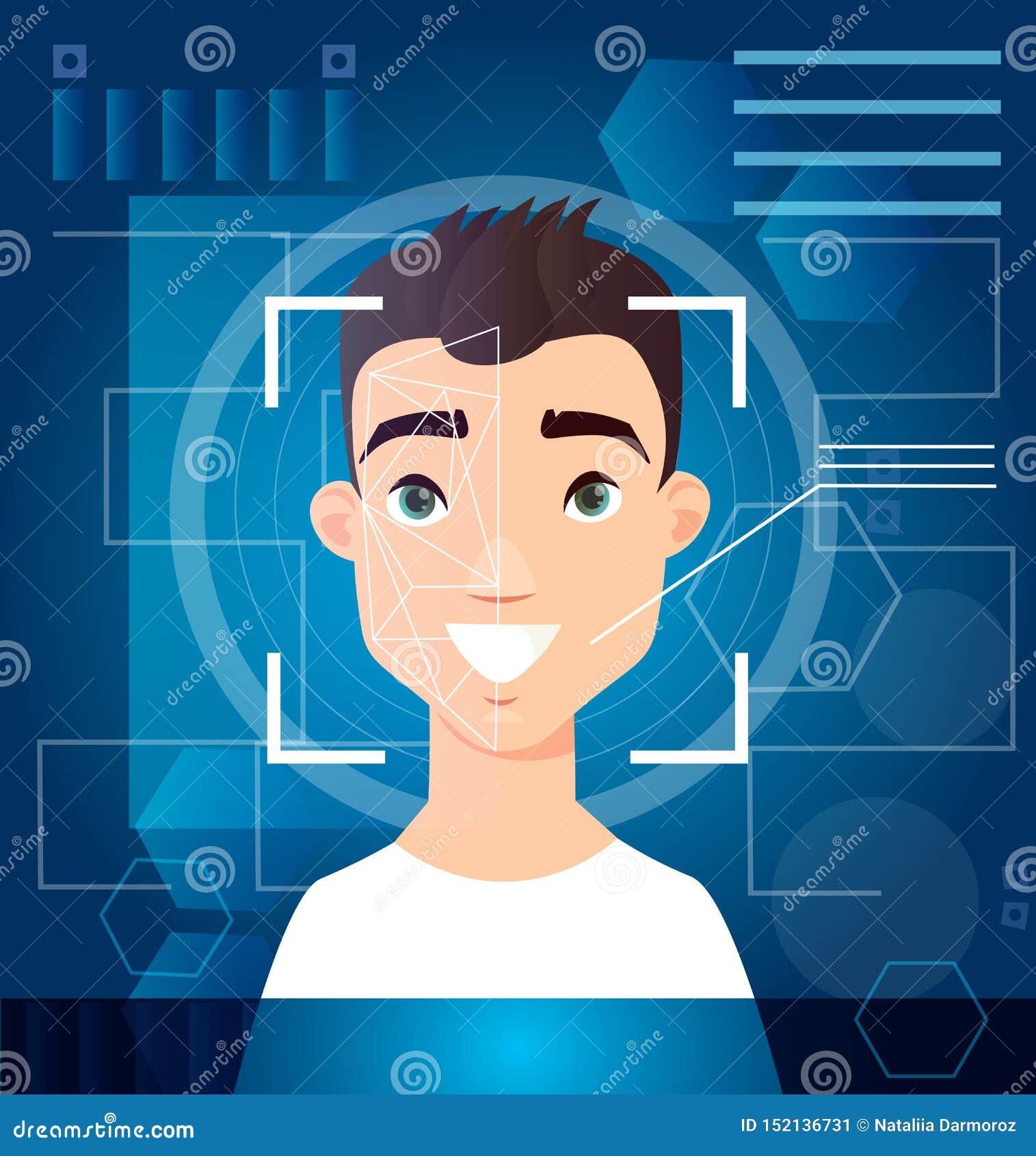 Concept of Biometric Scanning Man S Face, Digital Recognition, Id ... Concept of Biometric Scanning Man S Face, Digital Recognition, Id ...
