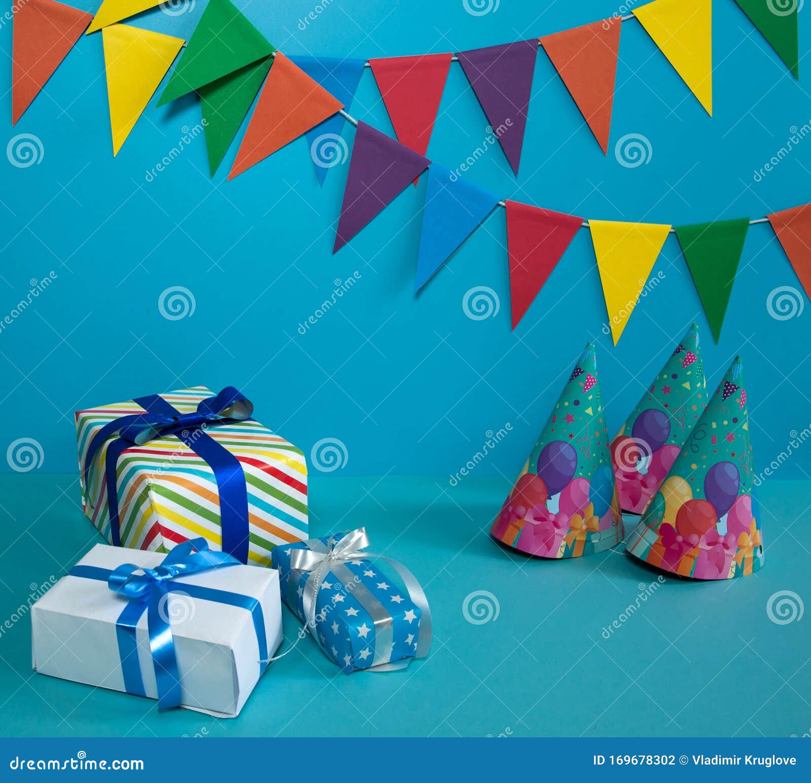 The Pattern is Made of a Garland of Triangular Paper Flags, Conical ...