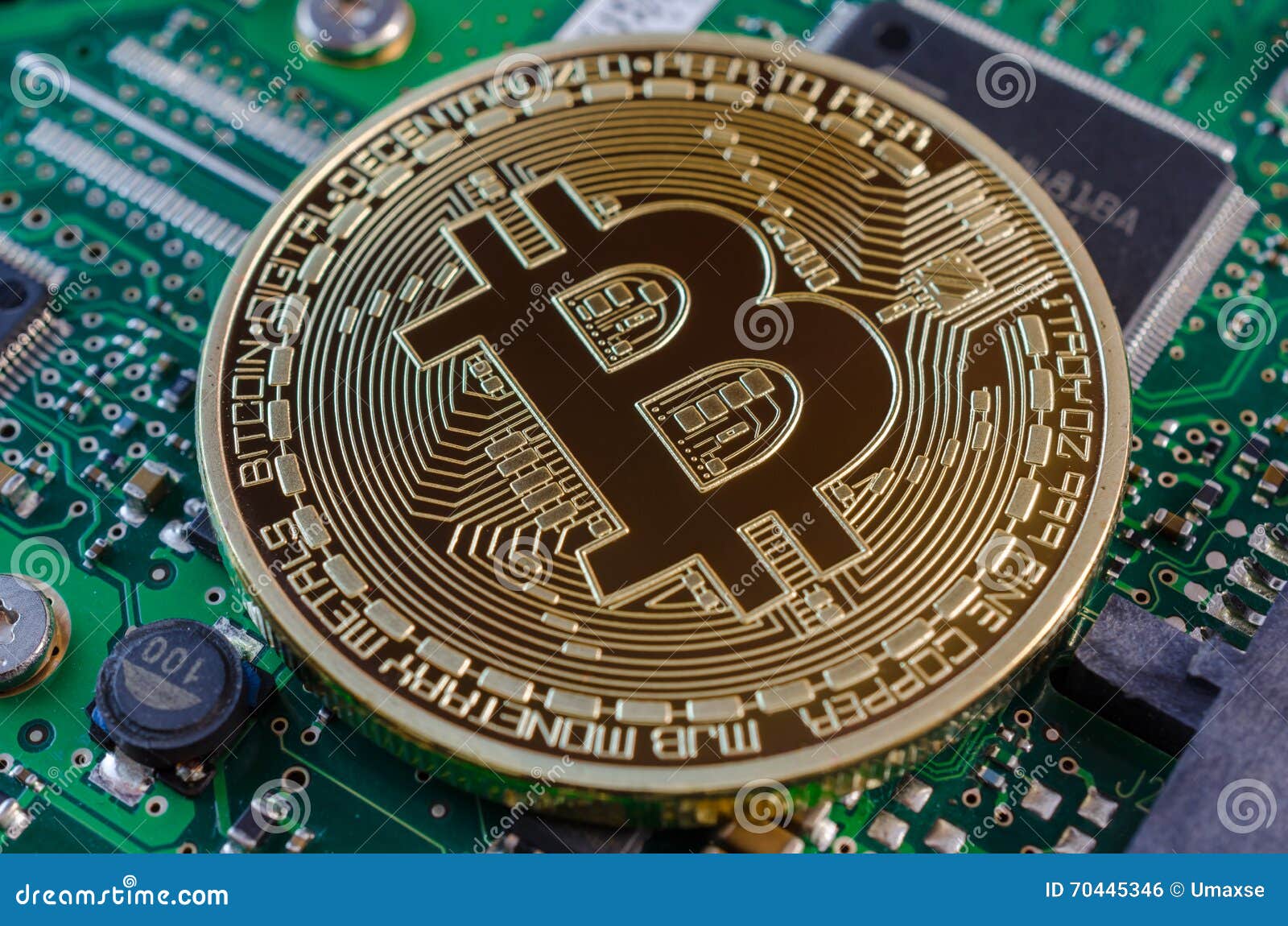 Concept of Bitcoin Like a Computer Chip on Motherboard Stock Photo ...