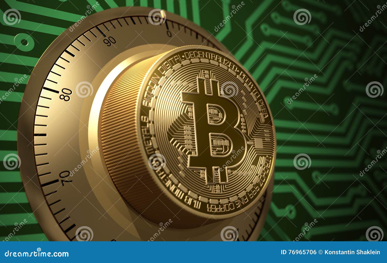 Concept of Bitcoin Like a Electronic Safe Lock Stock Illustration ...