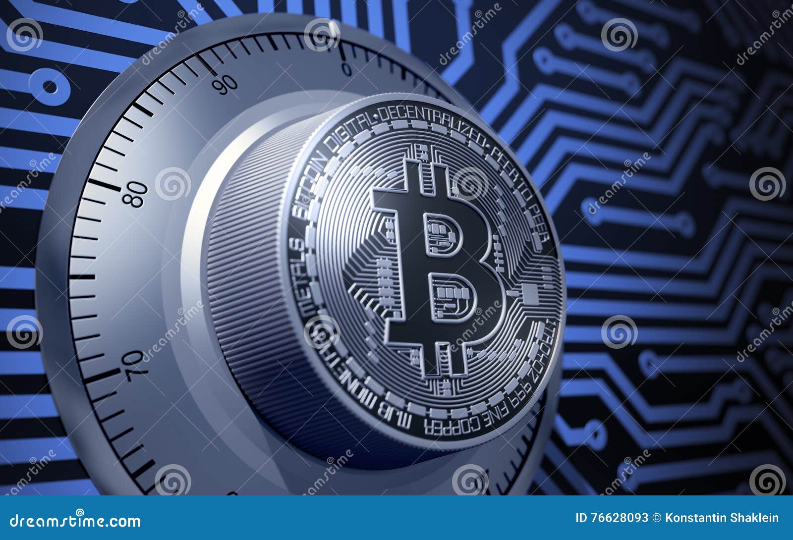 Concept of Bitcoin Like a Electronic Security Lock Stock Illustration ...