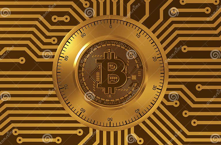 Concept of Bitcoin Like a Electronic Security Lock Stock Illustration ...
