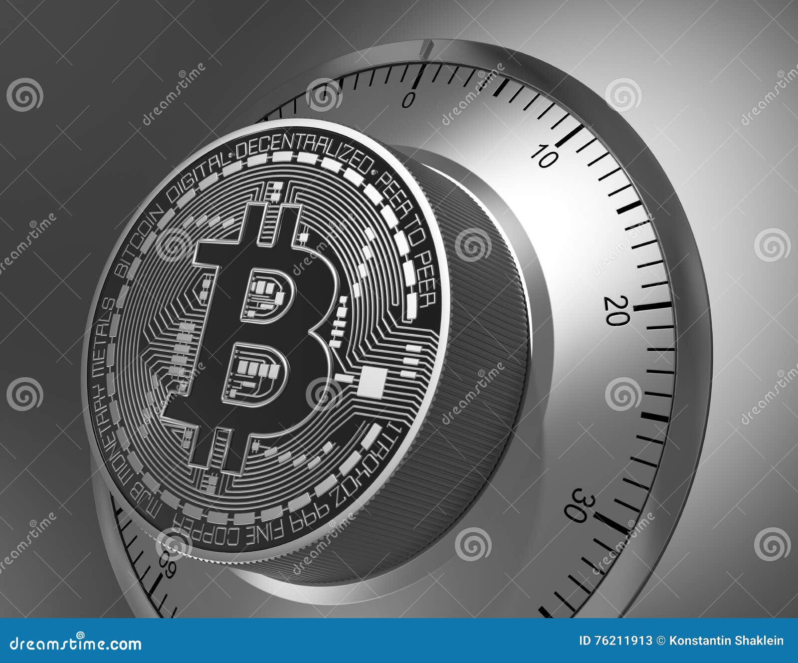 Concept of Bitcoin Like a Safe Lock Stock Illustration - Illustration ...