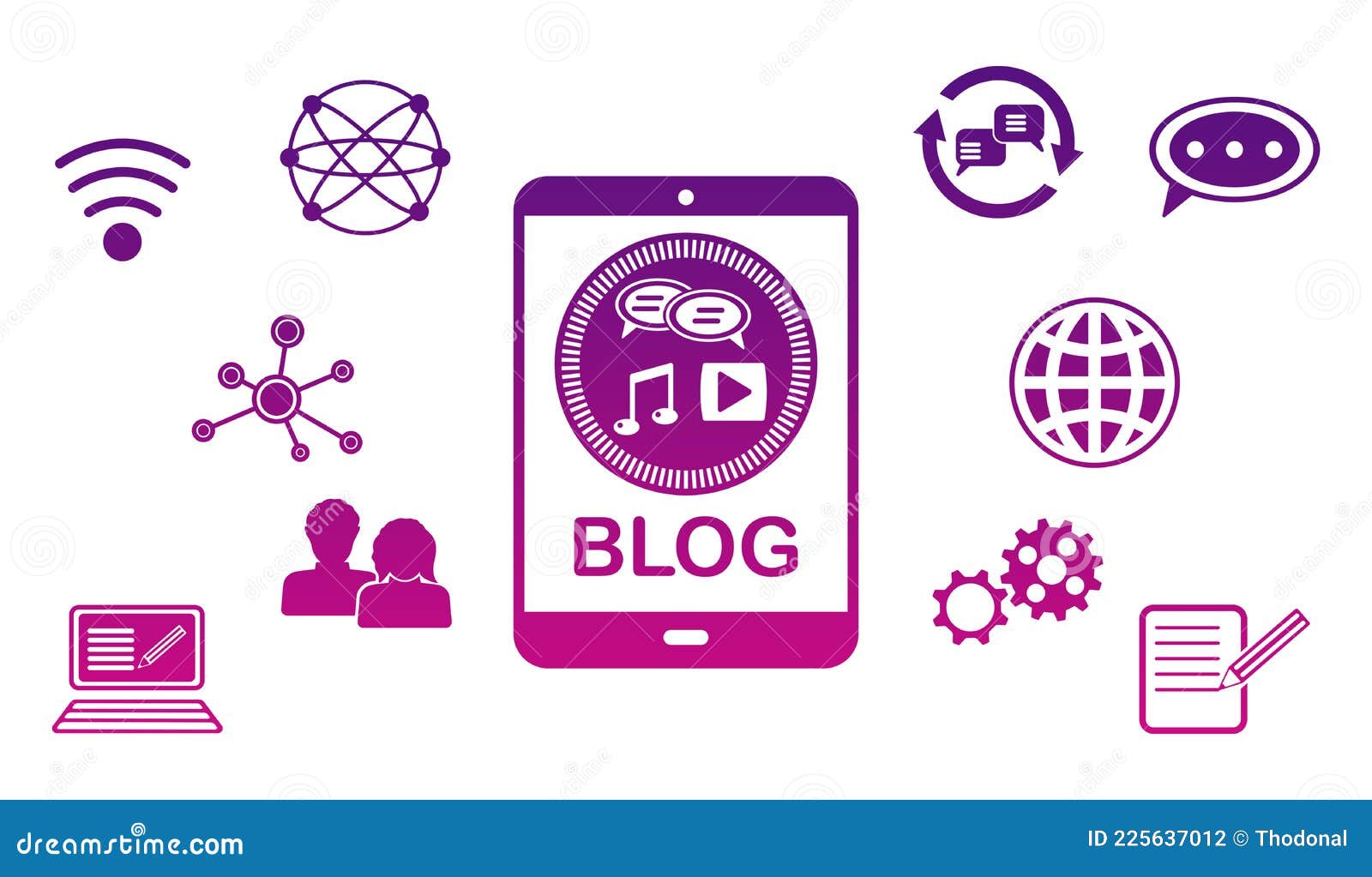 Concept of blog stock illustration. Illustration of concept - 225637012