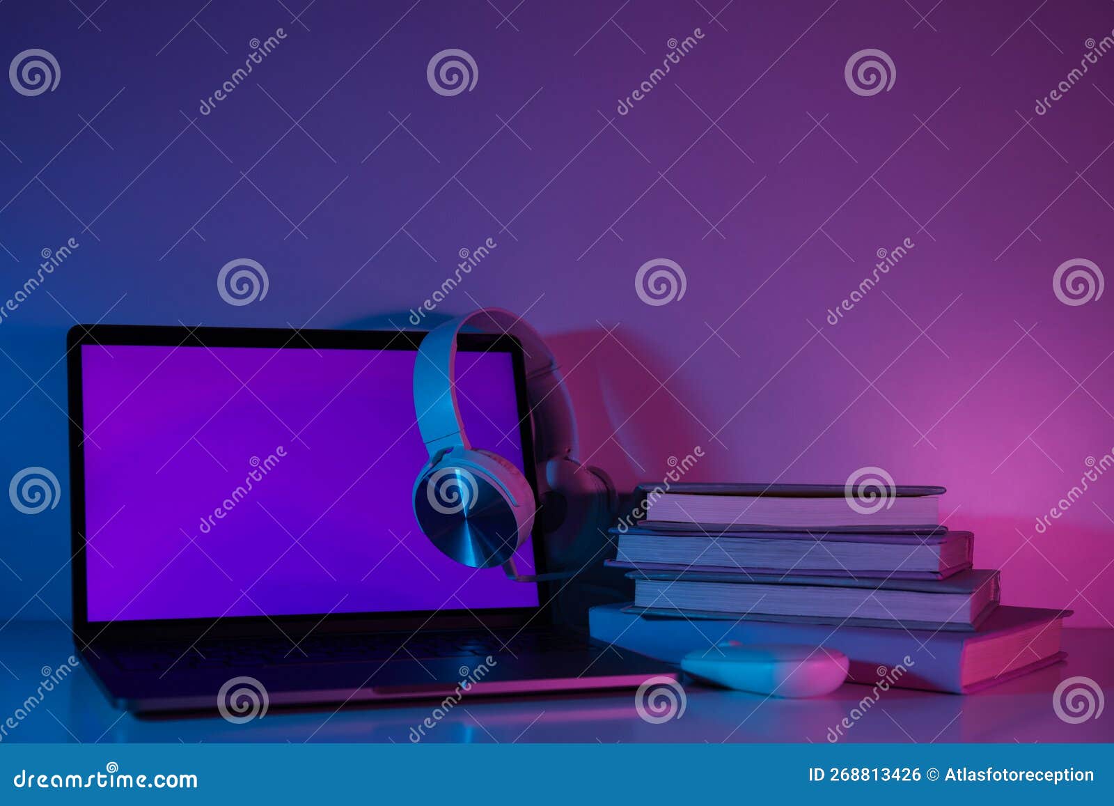 Concept of Books Vs Technology, Space for Text Stock Photo - Image of ...