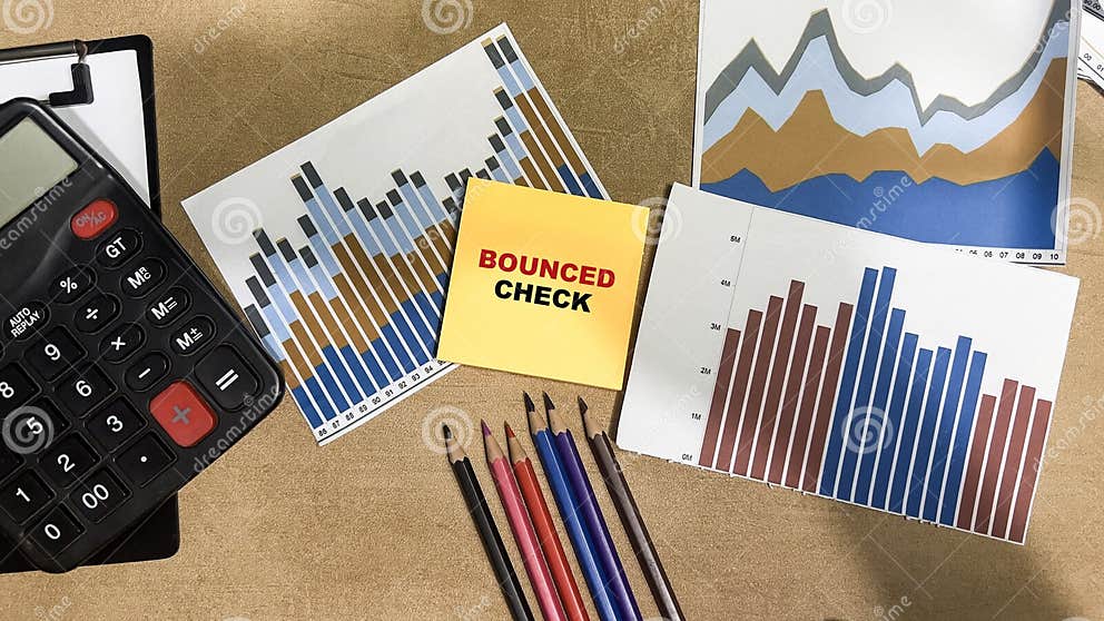 Concept of Bounced Check Write on Sticky Notes Isolated on Wooden Table ...