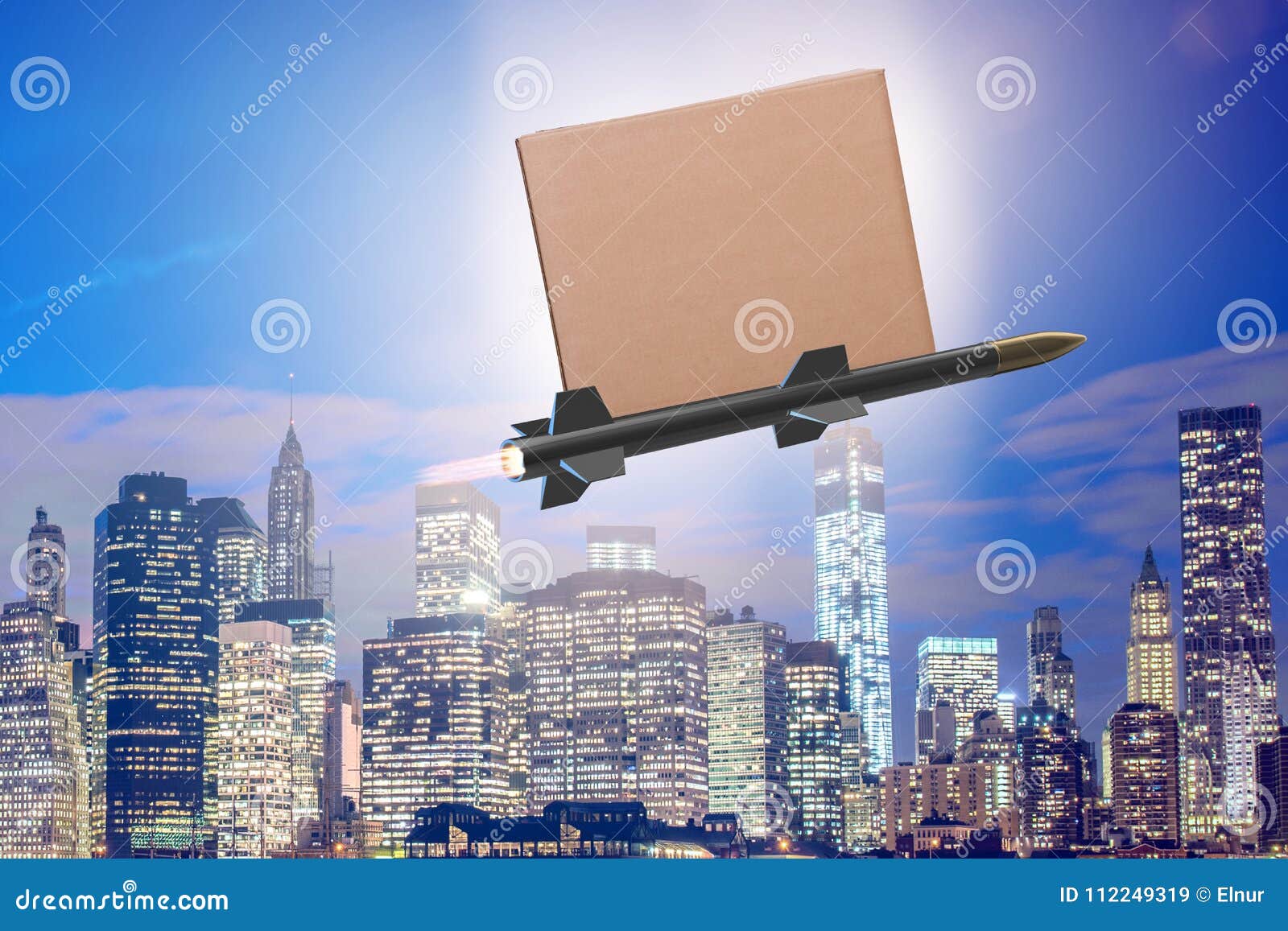 The Concept with Box Delivery and Rockets Stock Image - Image of rocket ...