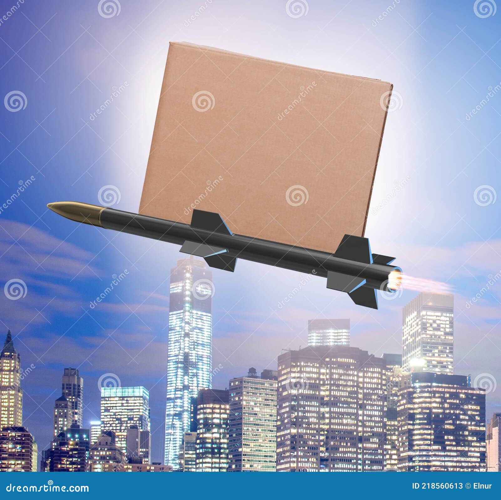 Concept with Box Delivery and Rockets Stock Image - Image of cargo ...
