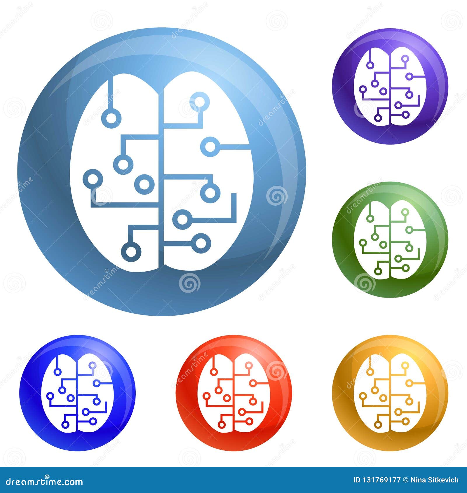 Concept Brain Smart Icons Set Vector Stock Vector - Illustration of ...