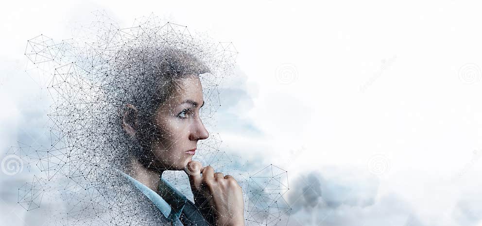 Brainstorming and Thinking in a Network of Connections Stock Image ...