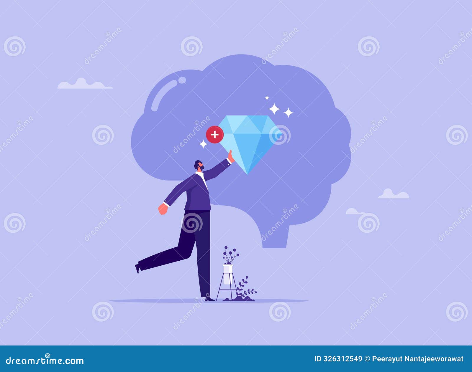 Concept of Brilliant Mind, Building Self-Confidence Stock Illustration ...