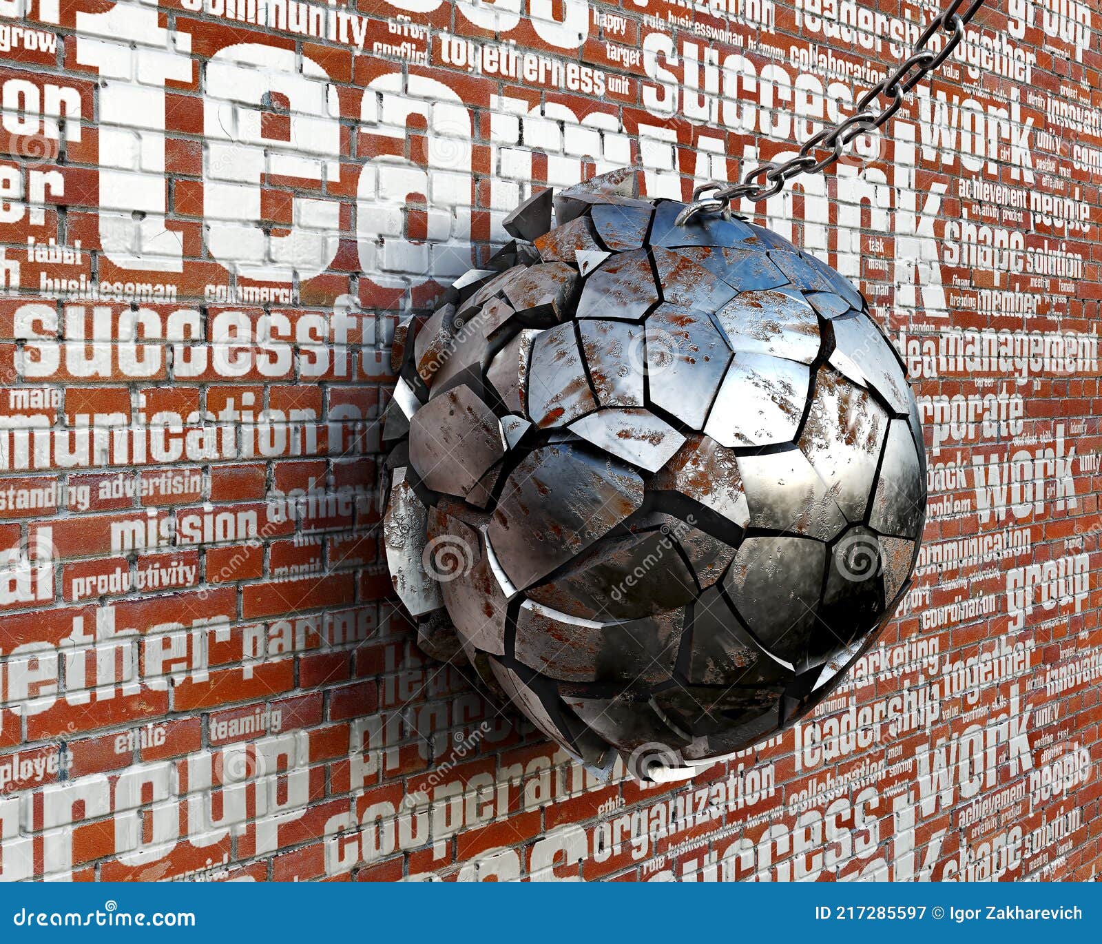 Concept of Broken Wrecking Ball Unsuccessfully Trying To Destroy a ...