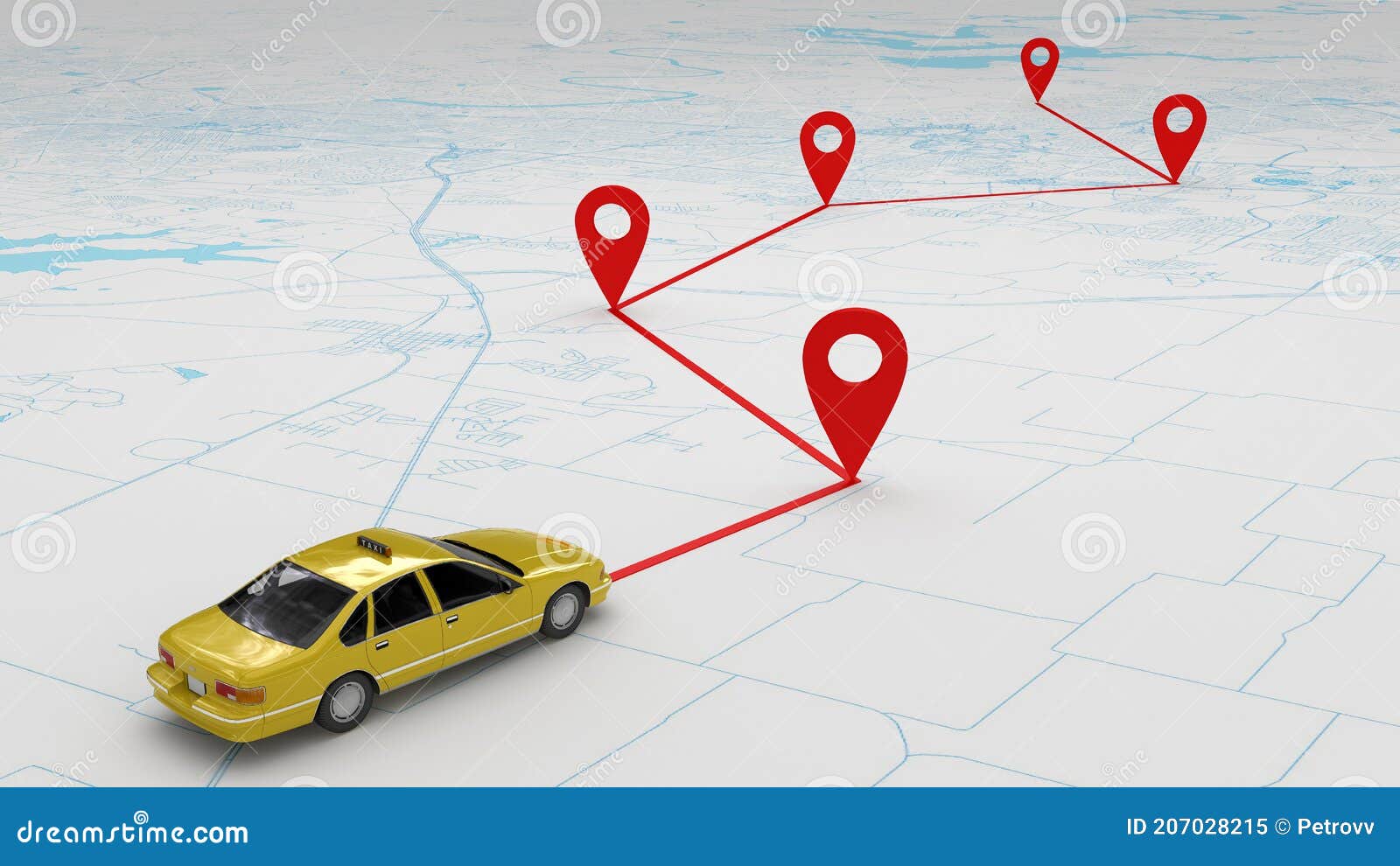 Concept of Building a Taxi Route on the Map Stock Illustration ...