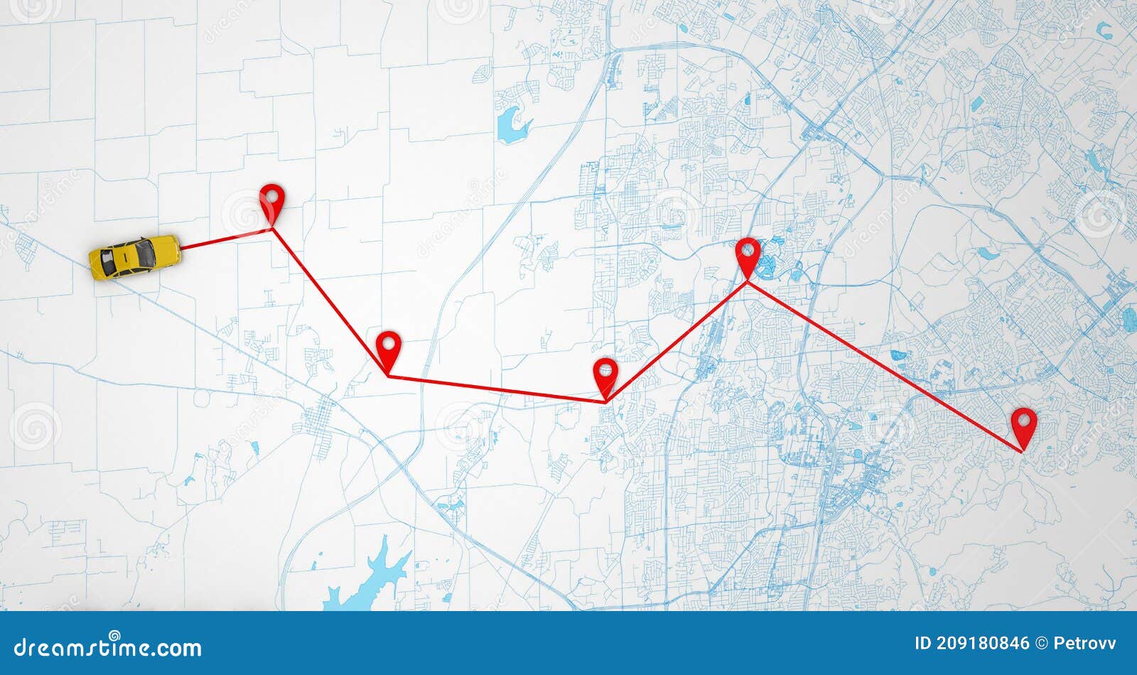 Concept of Building a Taxi Route on the Map Stock Photo - Image of taxi ...