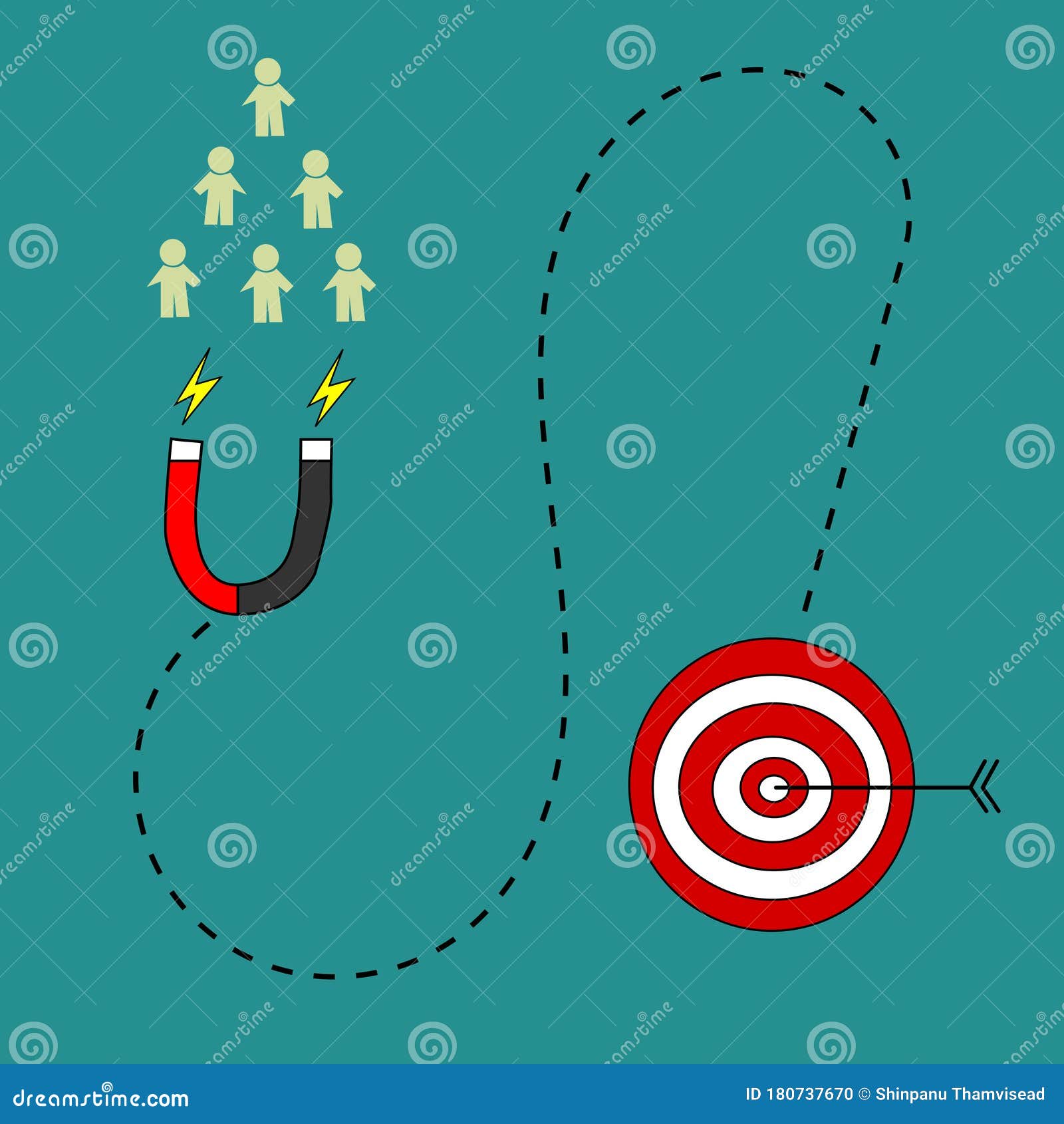 Concept of Bullseye Target with Magnet Attracting Customers, Customer ...