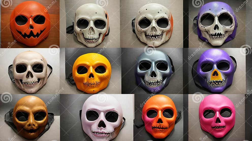 A Bunch of Different Colored Skulls with Different Faces. Generative AI ...