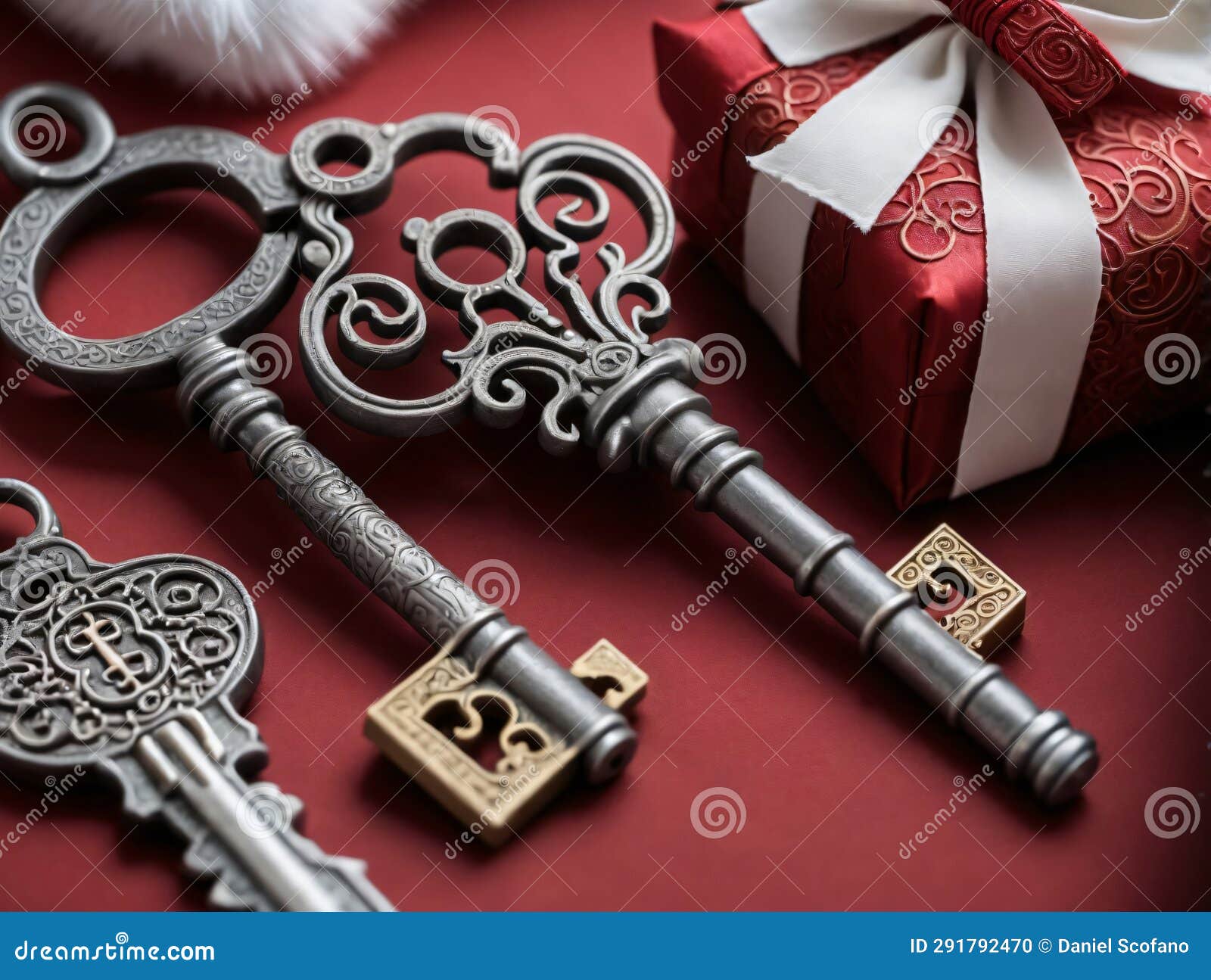 A Bunch of Keys with a Gift Box. Generative AI Stock Illustration ...