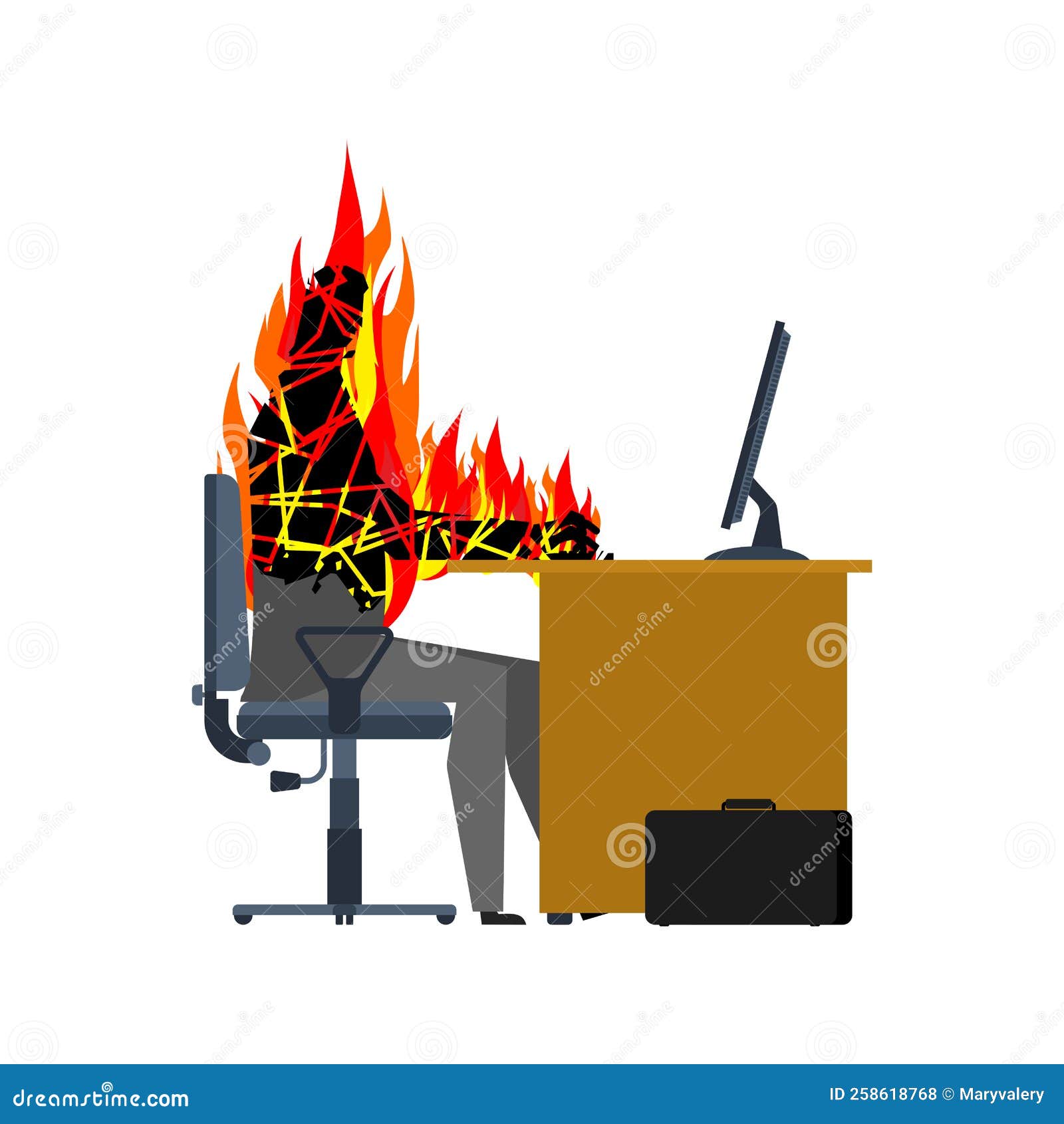 Concept about Burning Out. Businessman on Fire Stock Vector ...