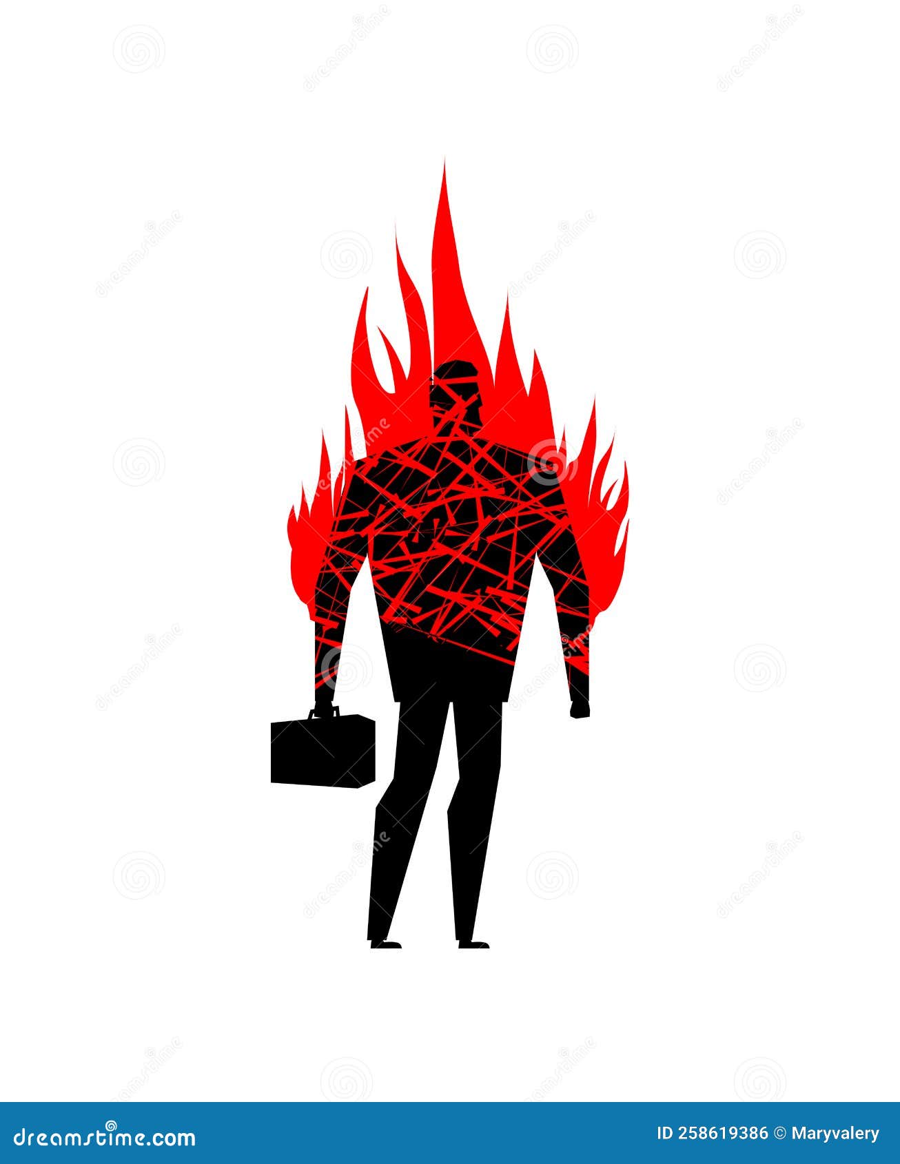 Concept about Burning Out. Businessman on Fire Stock Vector ...
