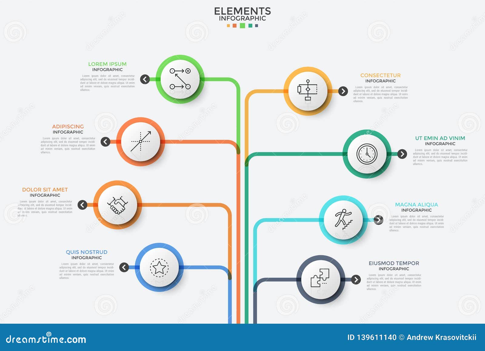 Concept of 8 Business Features Stock Vector - Illustration of connected ...