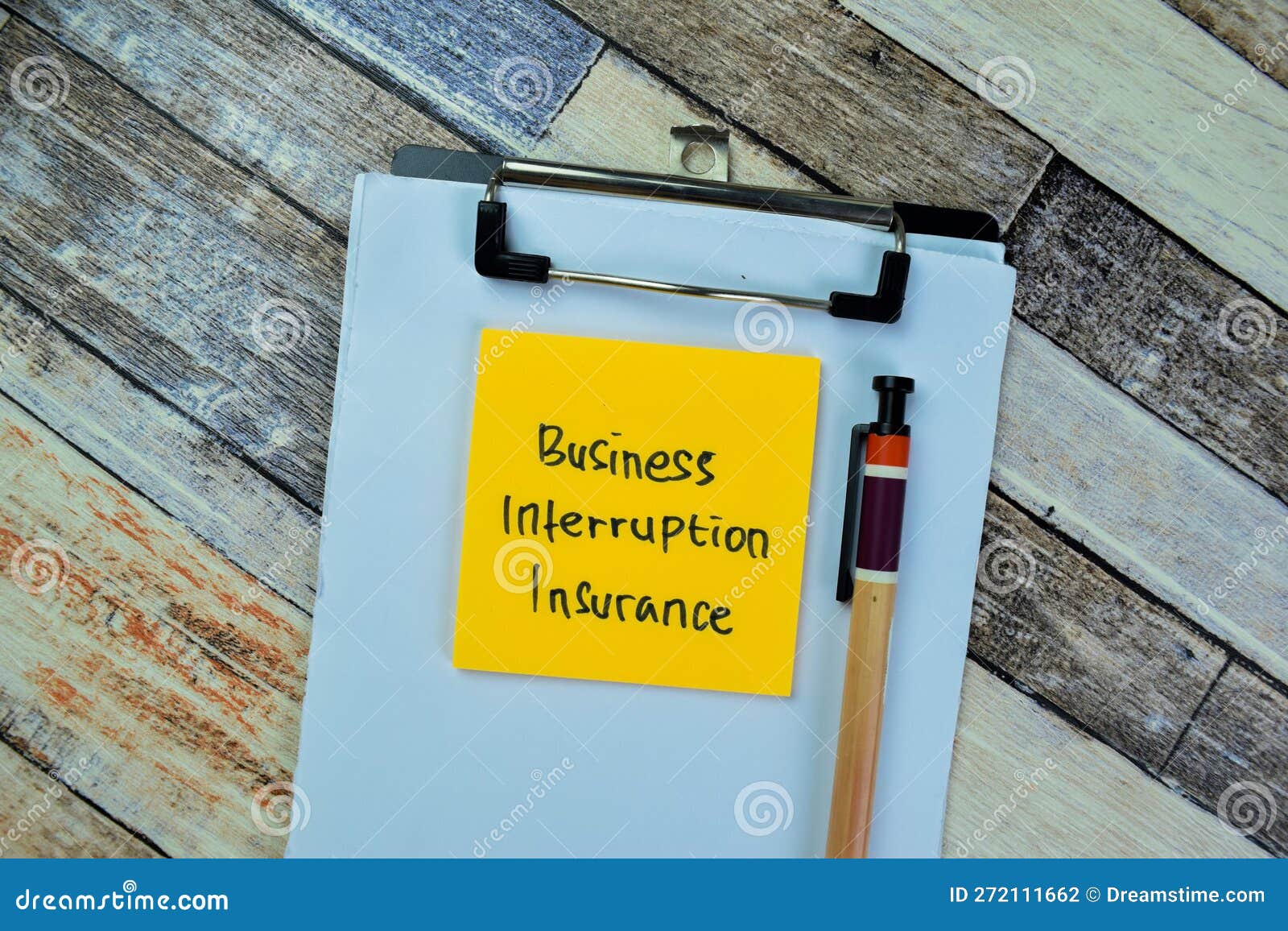 Concept of Business Interruption Insurance Write on Sticky Notes ...