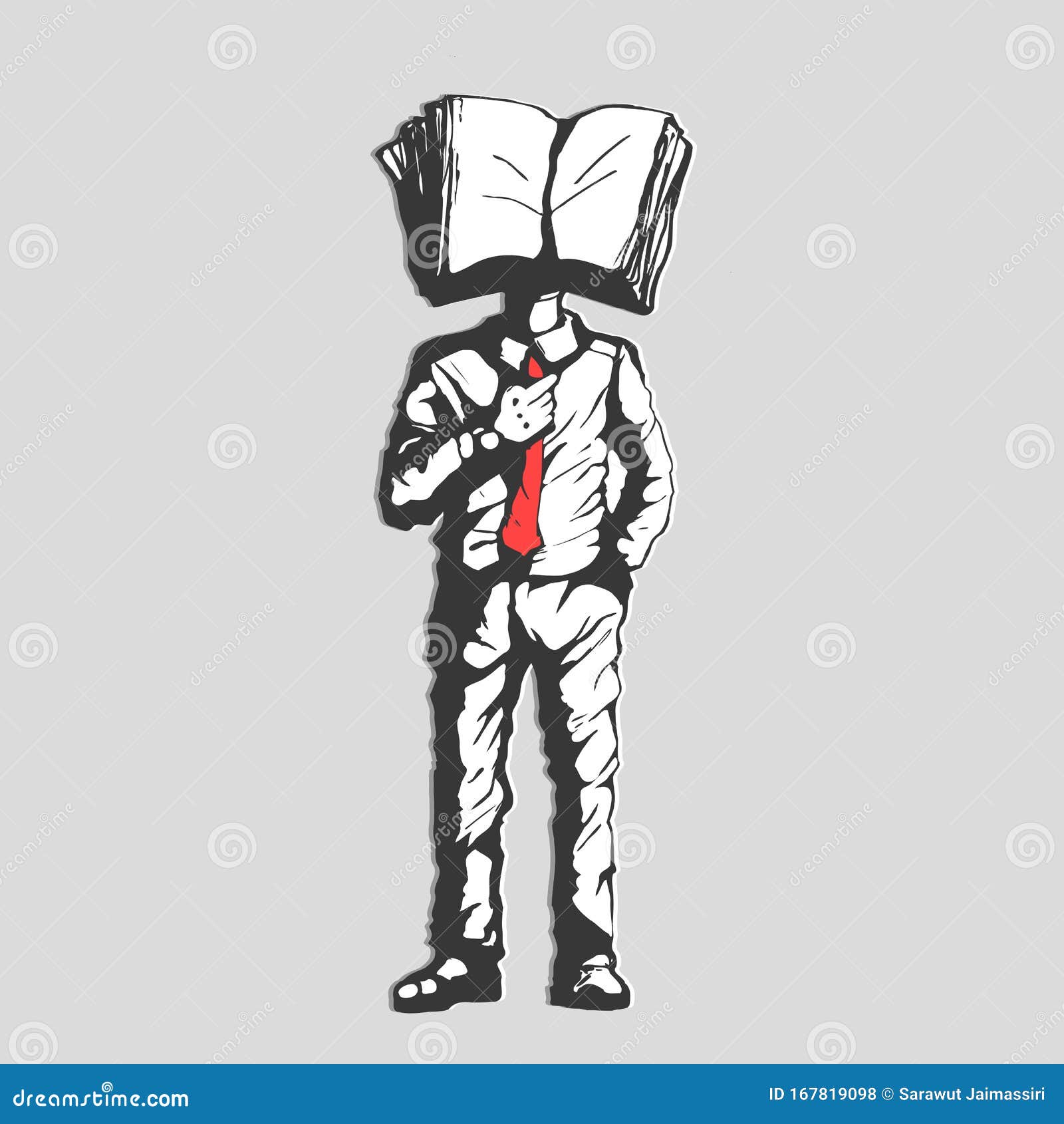 Concept Business Man with a Book Head Stock Vector - Illustration of ...