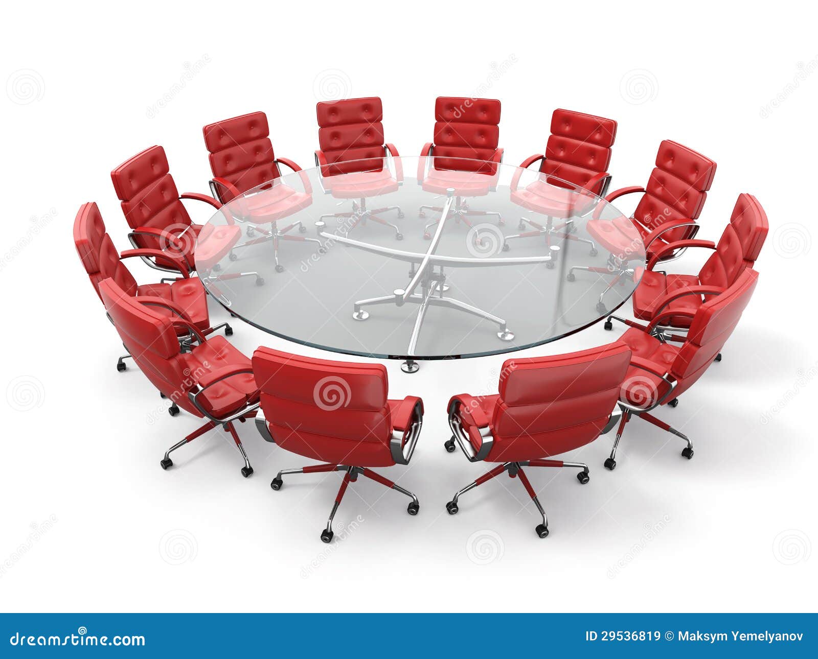 Concept Of Business Meeting Or Brainstorming. Circle Table And Red ...