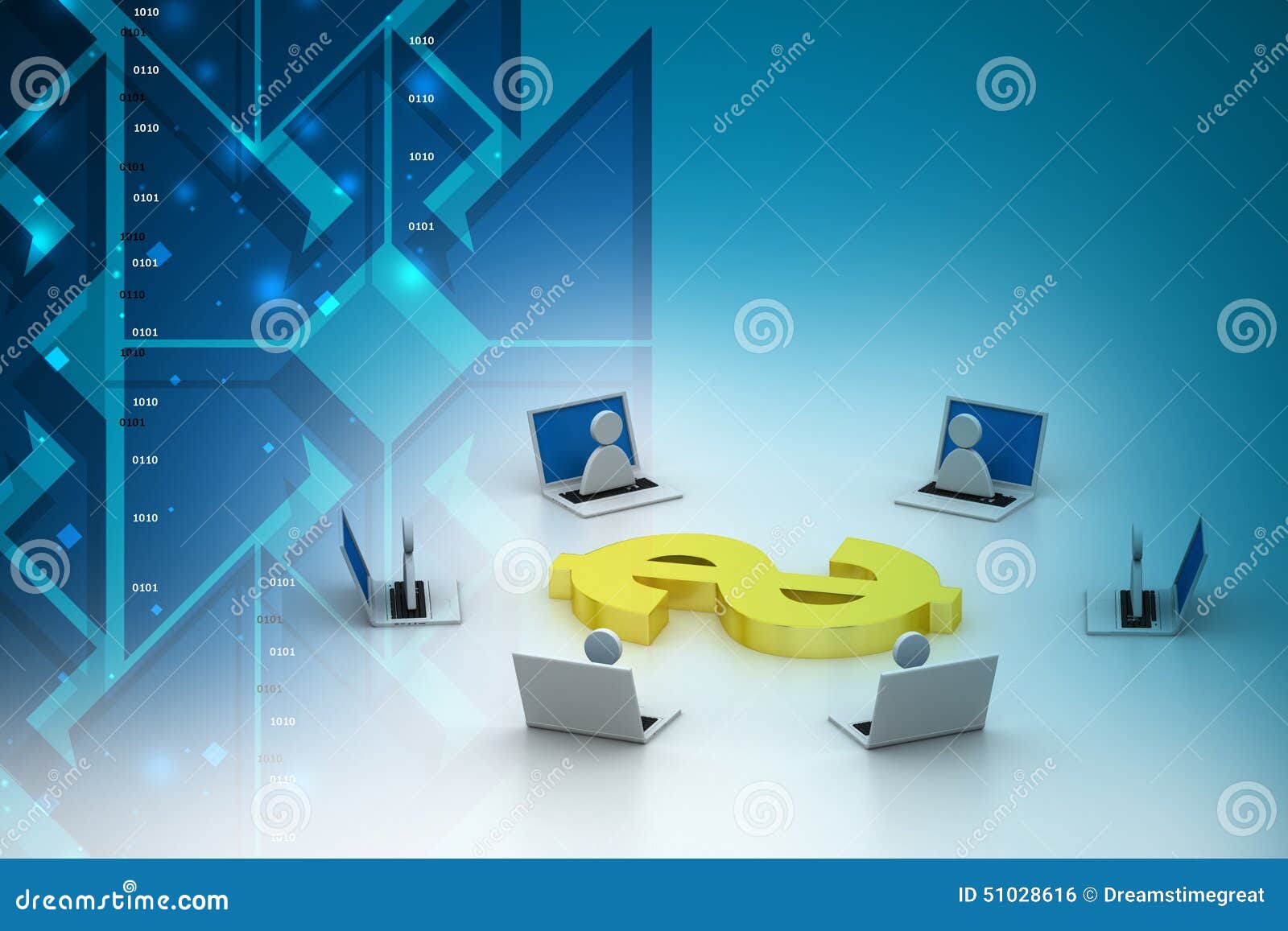 Concept of Business Network with Dollar Sign Stock Illustration ...