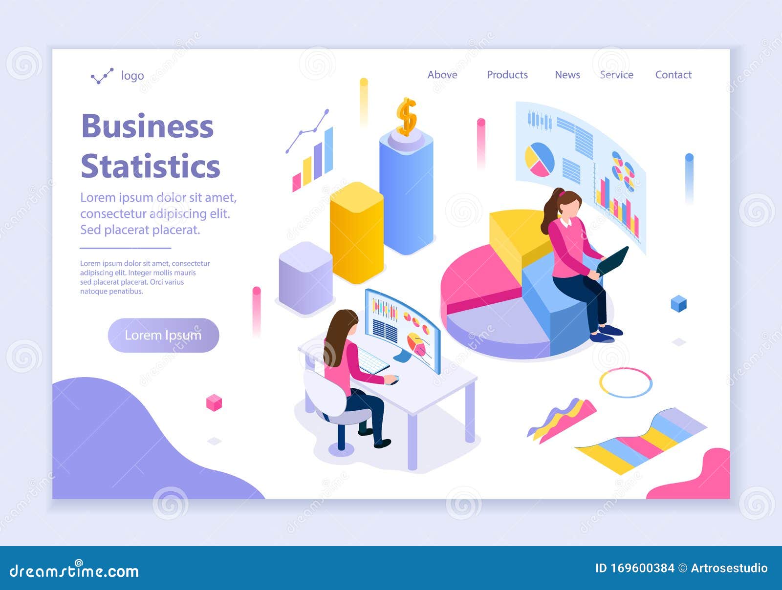 Concept of Business Statistics, Creative Website Template Stock Vector ...