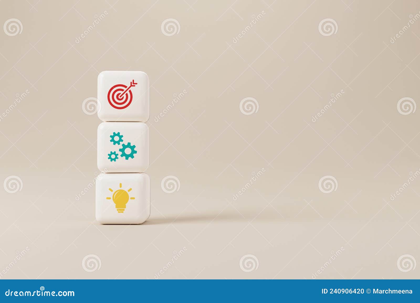Concept of Business Strategy and Action Plan. Cube Stacking with Icon ...