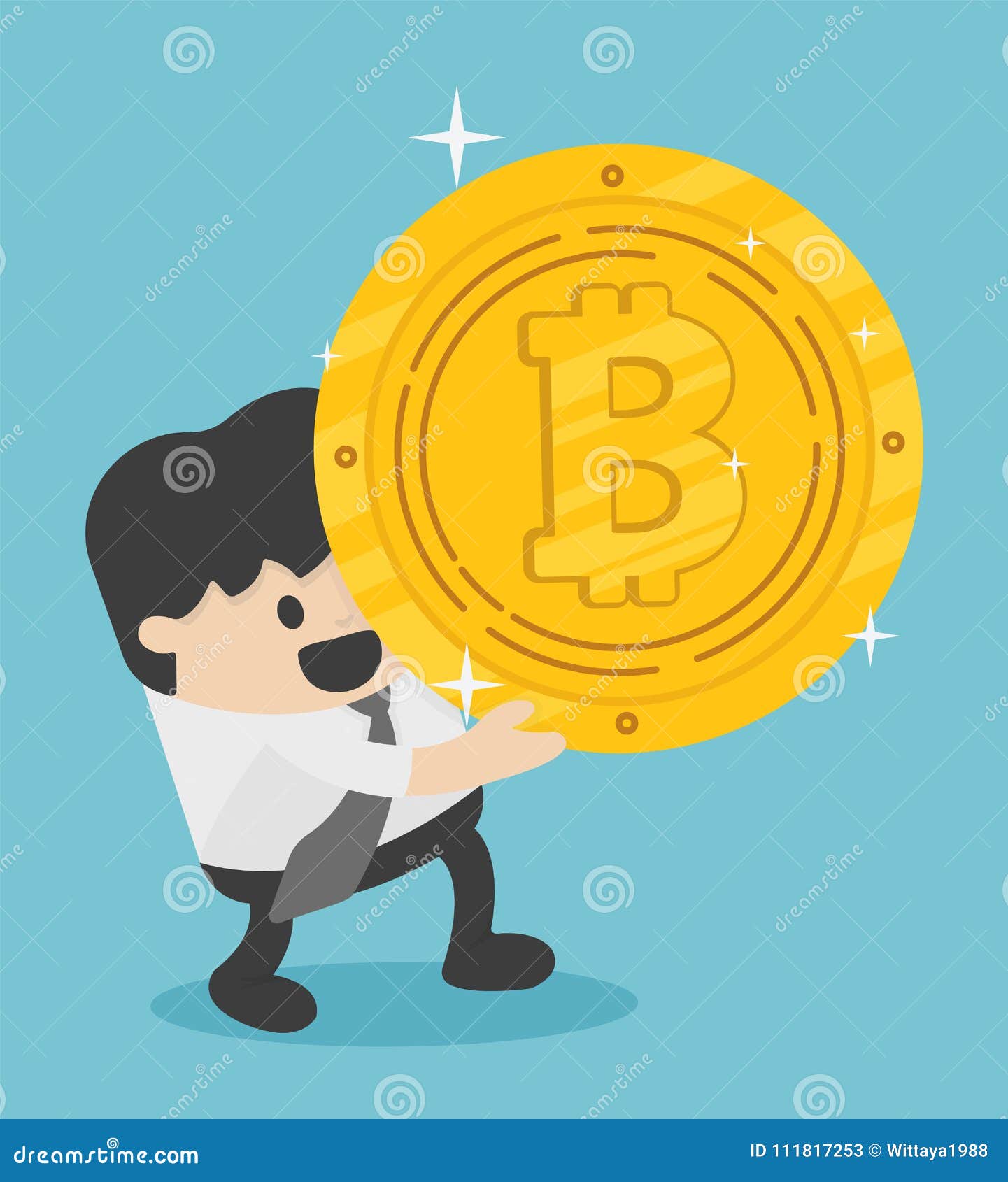 Concept Businessman Carrying Huge Bitcoins Stock Vector - Illustration ...