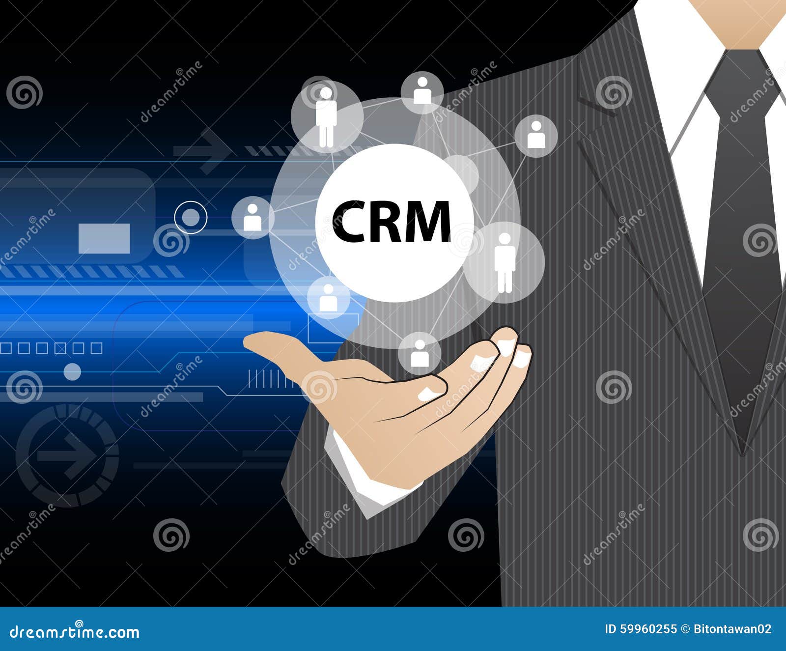 Concept Businessman in His Hands ,CRM Stock Vector - Illustration of ...