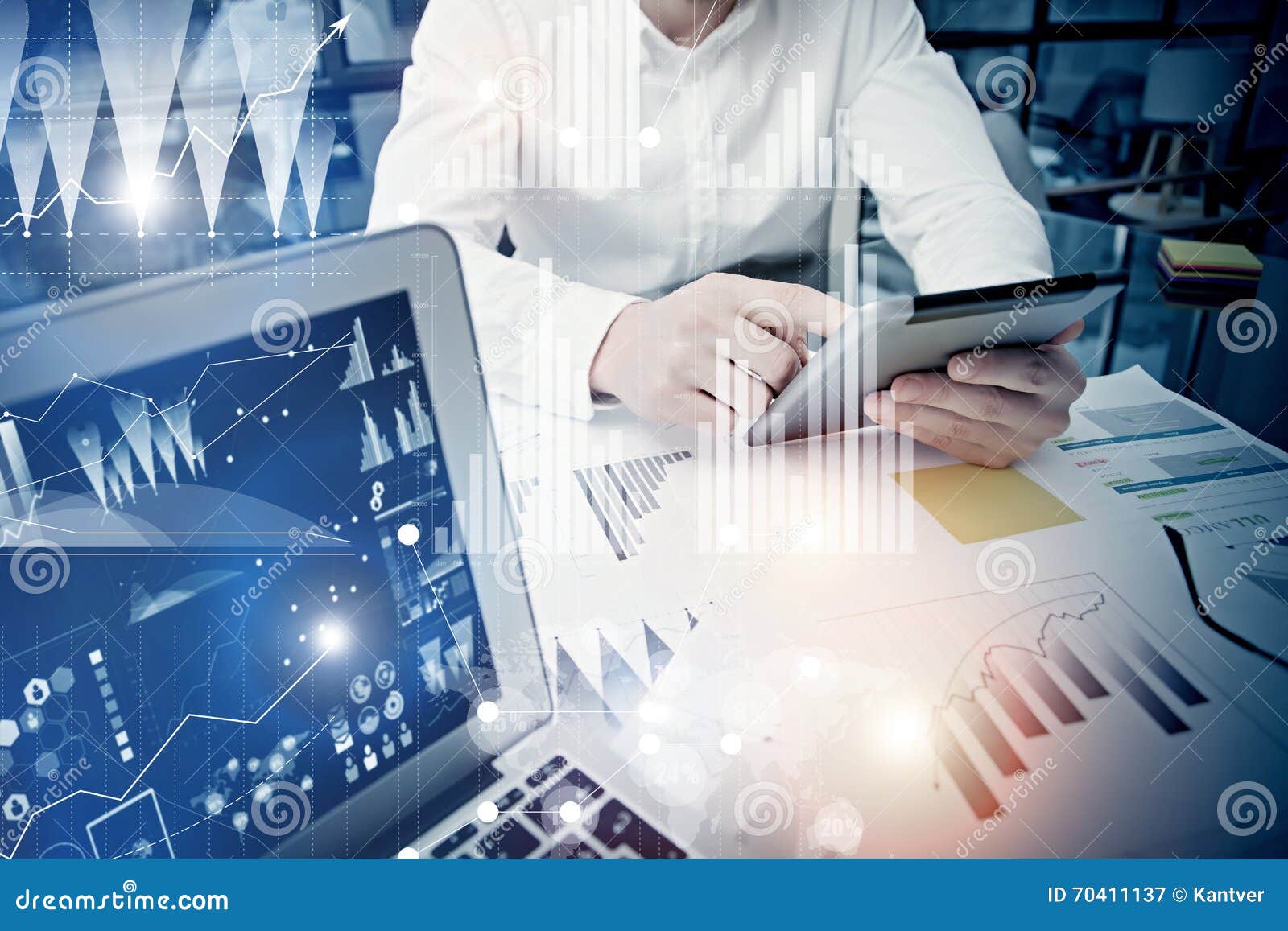 Concept Businessman Touching Modern Tablet Screen.Trader Manager ...