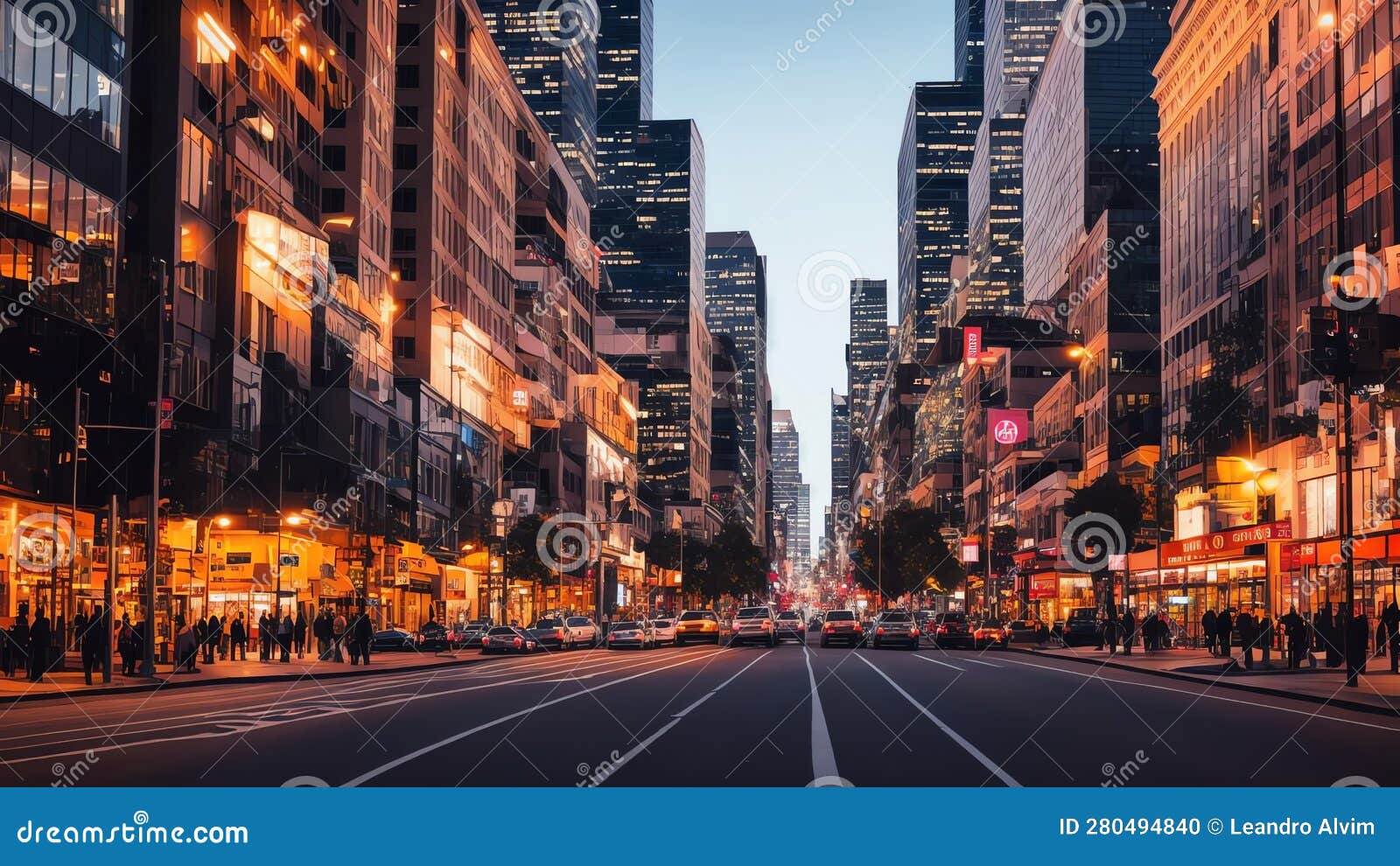 Bustling Cityscape at Night.AI Generated Stock Illustration ...