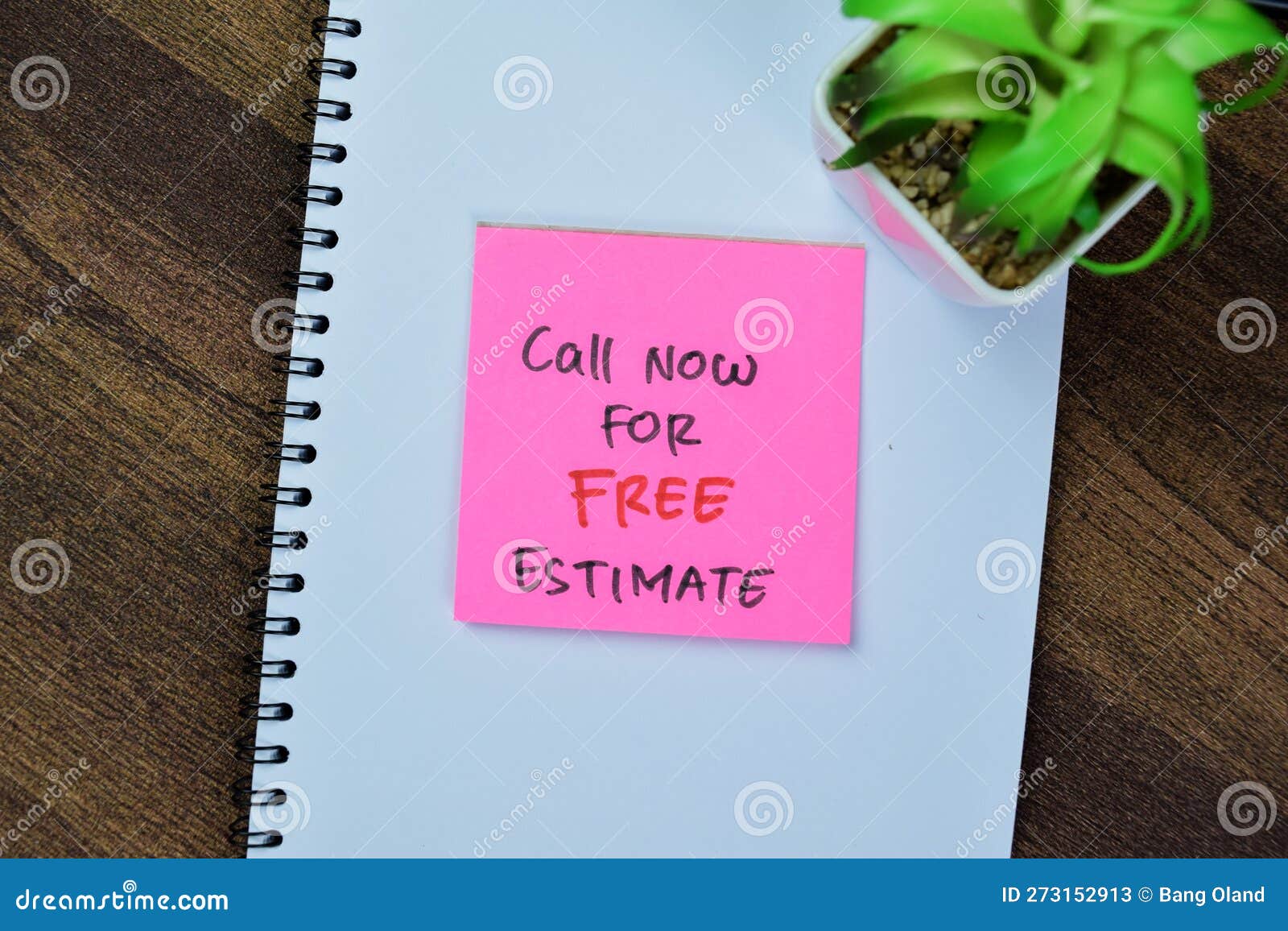 Concept of Call Now for FREE Estimate Write on Sticky Notes Isolated on ...