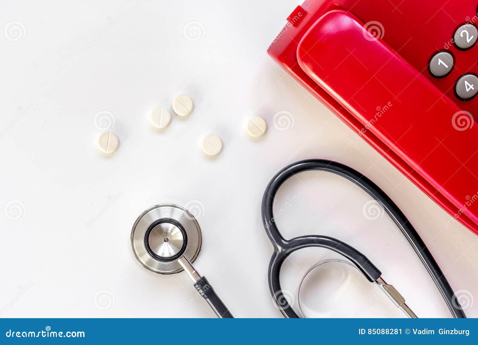 Concept Calling Doctor To Home Check Up Top View Stock Image - Image of ...