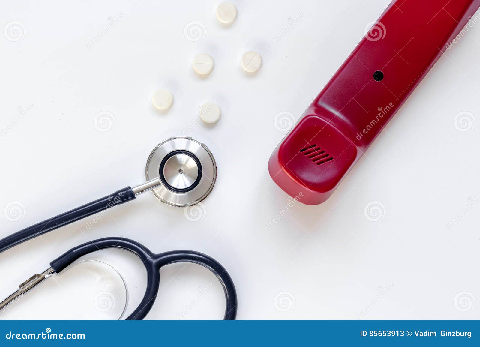 Concept Calling Doctor To Home Check Up Top View Stock Image - Image of ...