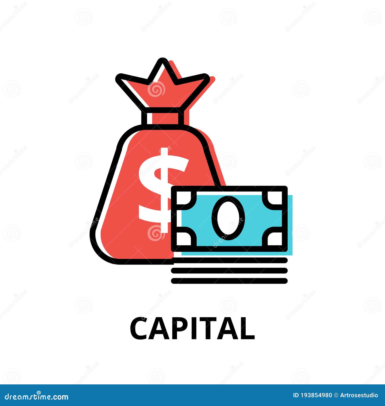 Concept of Capital Icon, Modern Flat Thin Line Design Vector ...
